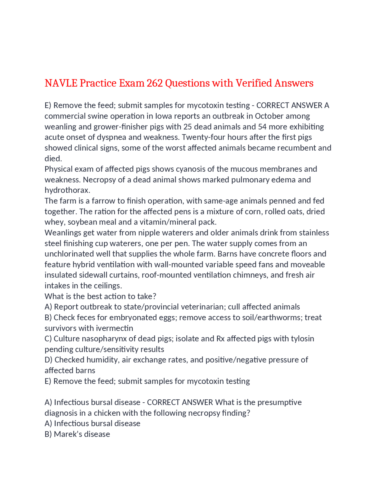 NAVLE Practice Exam 262 Questions with Verified Answers,100% CORRECT ...