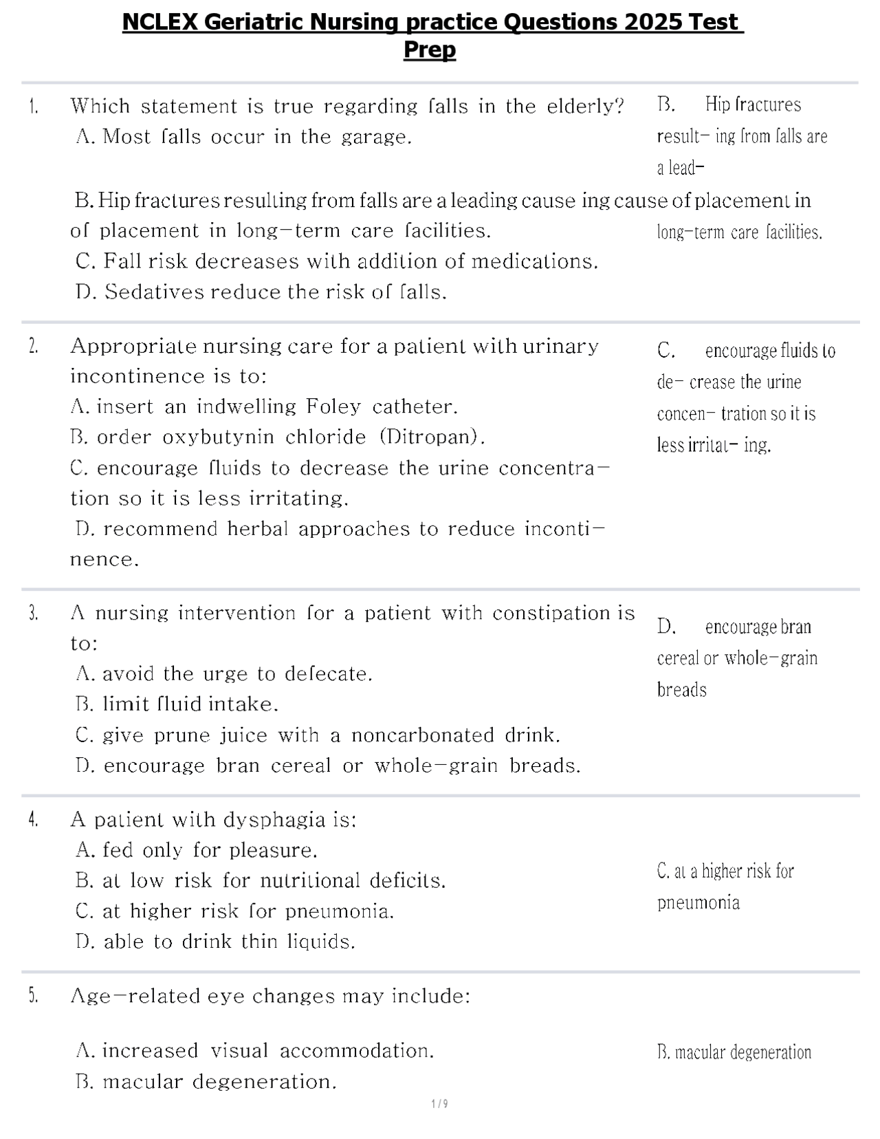 NCLEX Geriatric Nursing practice Questions 2025 Test Prep | Exams ...