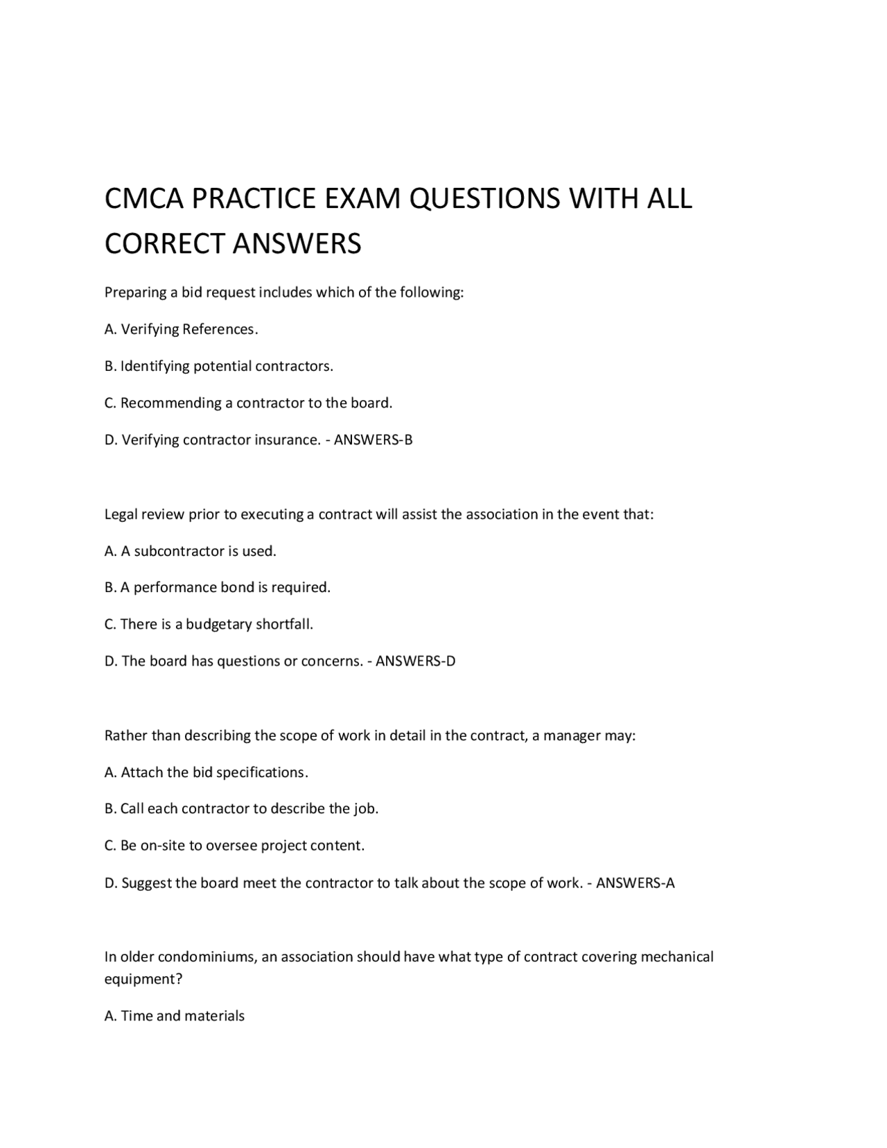 CMCA Practice Exam Questions with Answers: A Guide to Community ...