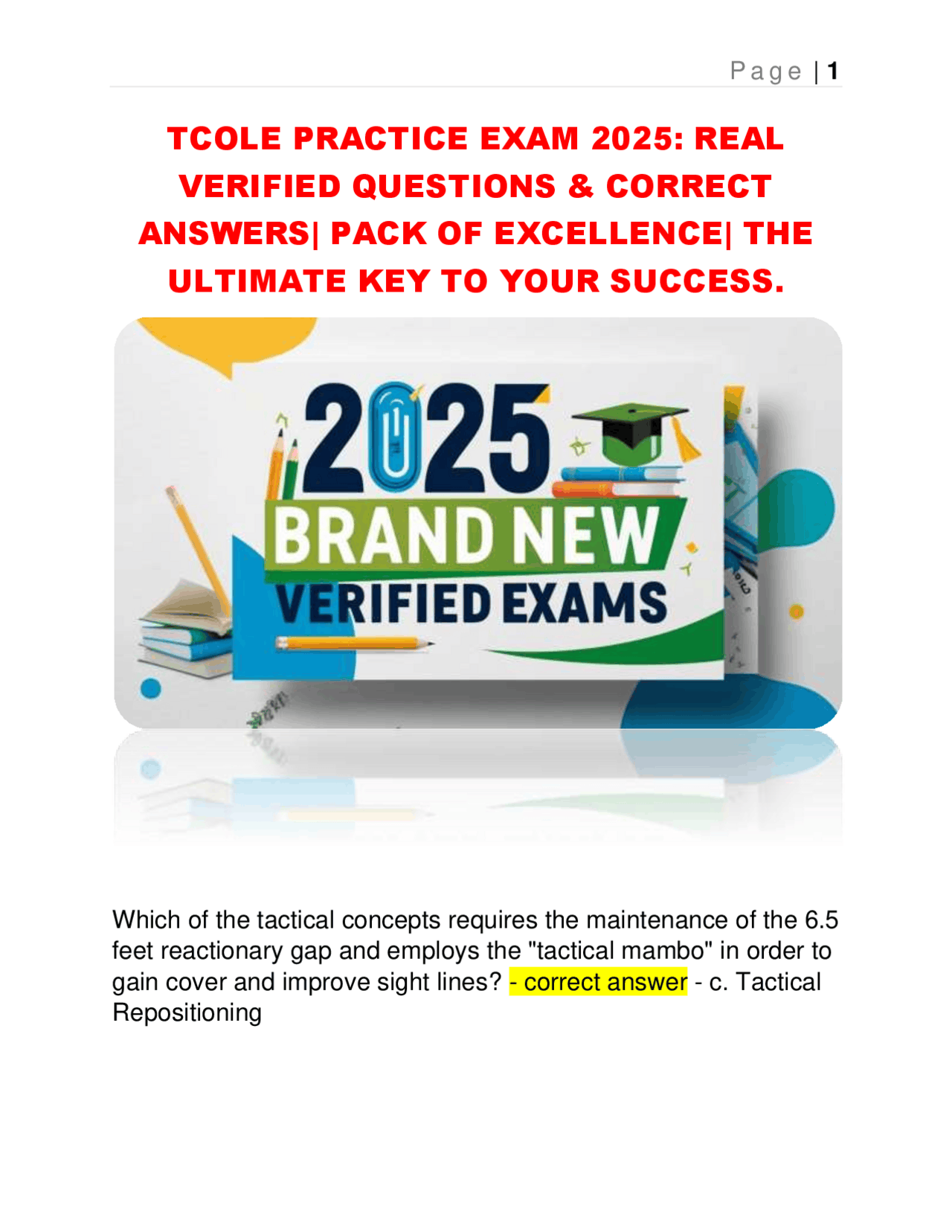 TCOLE PRACTICE EXAM 2025: REAL VERIFIED QUESTIONS & CORRECT ANSWERS ...