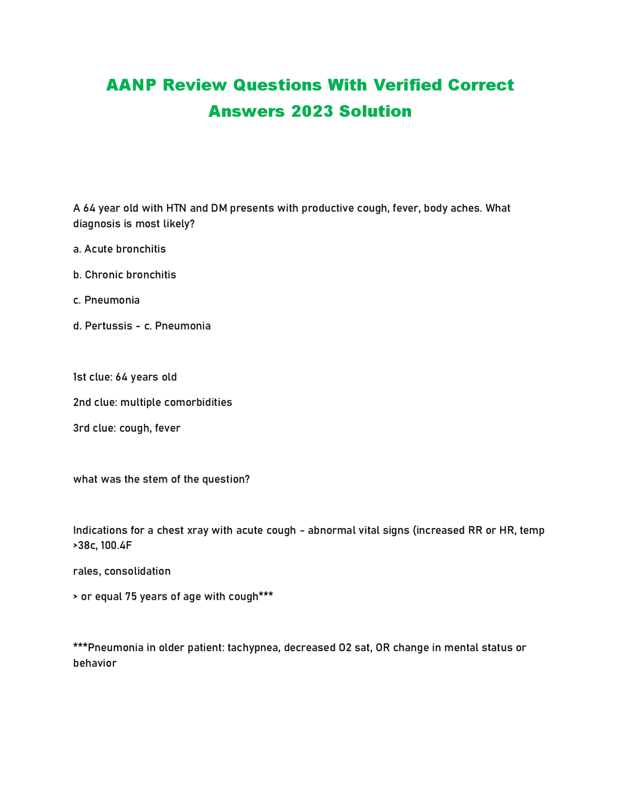 AANP Review Questions and Answers: Respiratory System | Exams Nursing ...