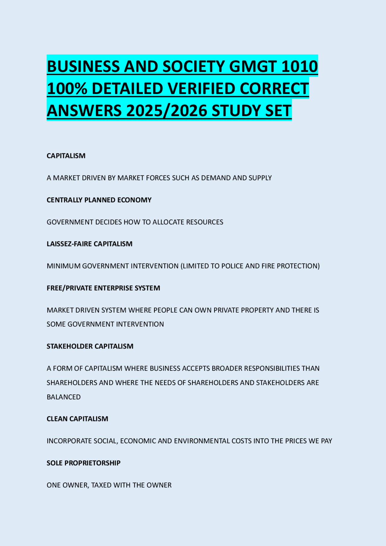 BUSINESS AND SOCIETY GMGT 1010 100% DETAILED VERIFIED CORRECT ANSWERS ...