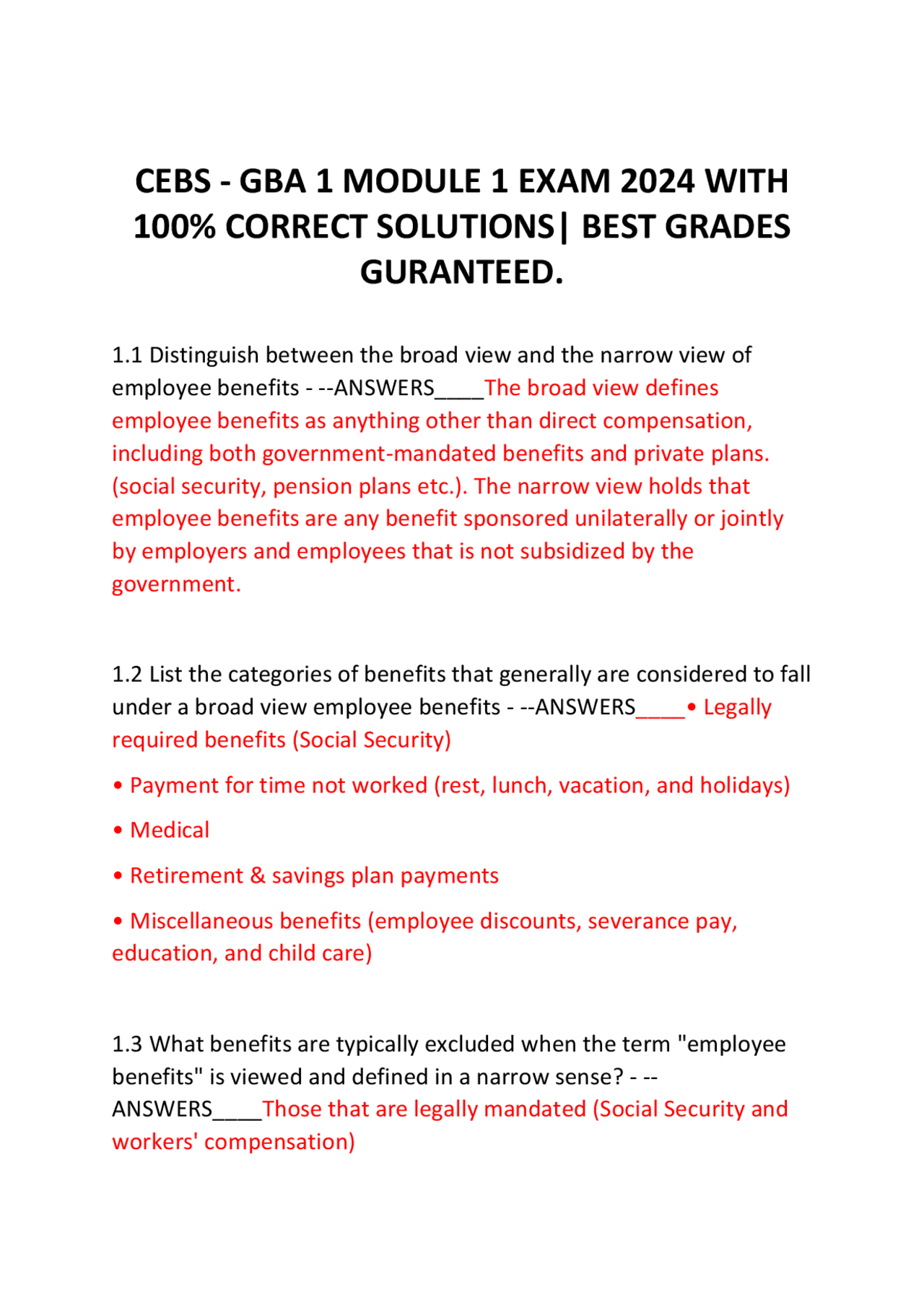 Employee Benefits: A Comprehensive Guide to Planning, Design, and Administration | Exams Nursing ...