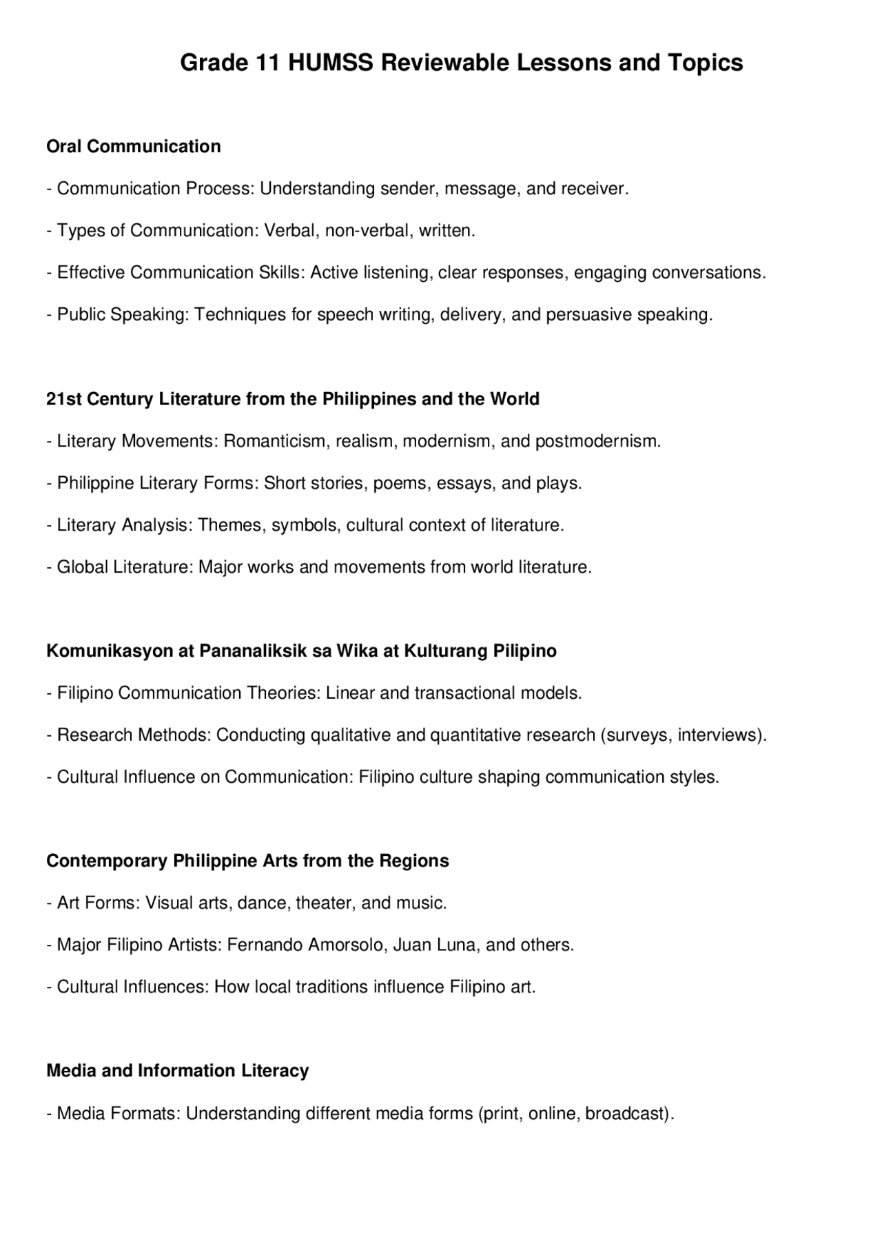 Lecture notes for humss strand | Study notes Law | Docsity