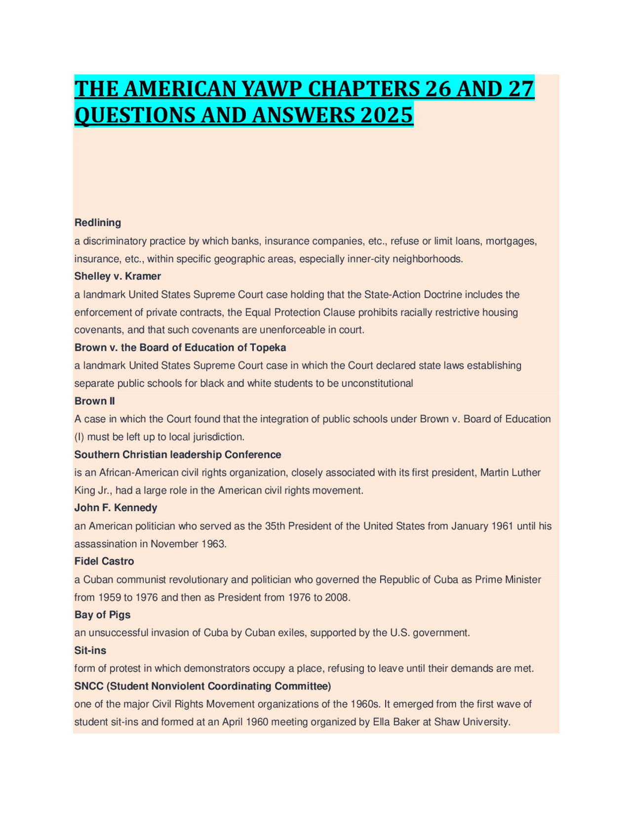 The American Yawp Chapters 26 and 27: Questions and Answers | Exams Law ...