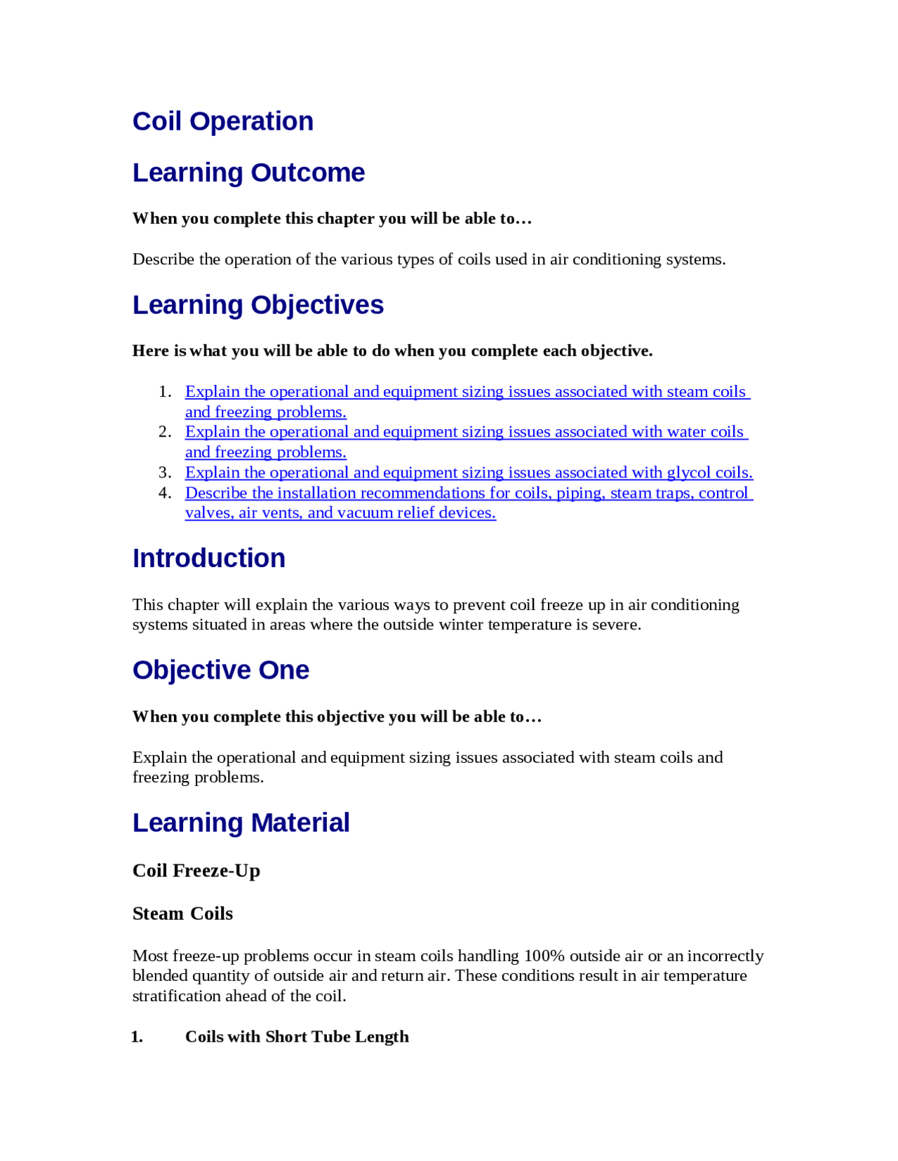 Operation of the various types of coils used in air conditioning ...