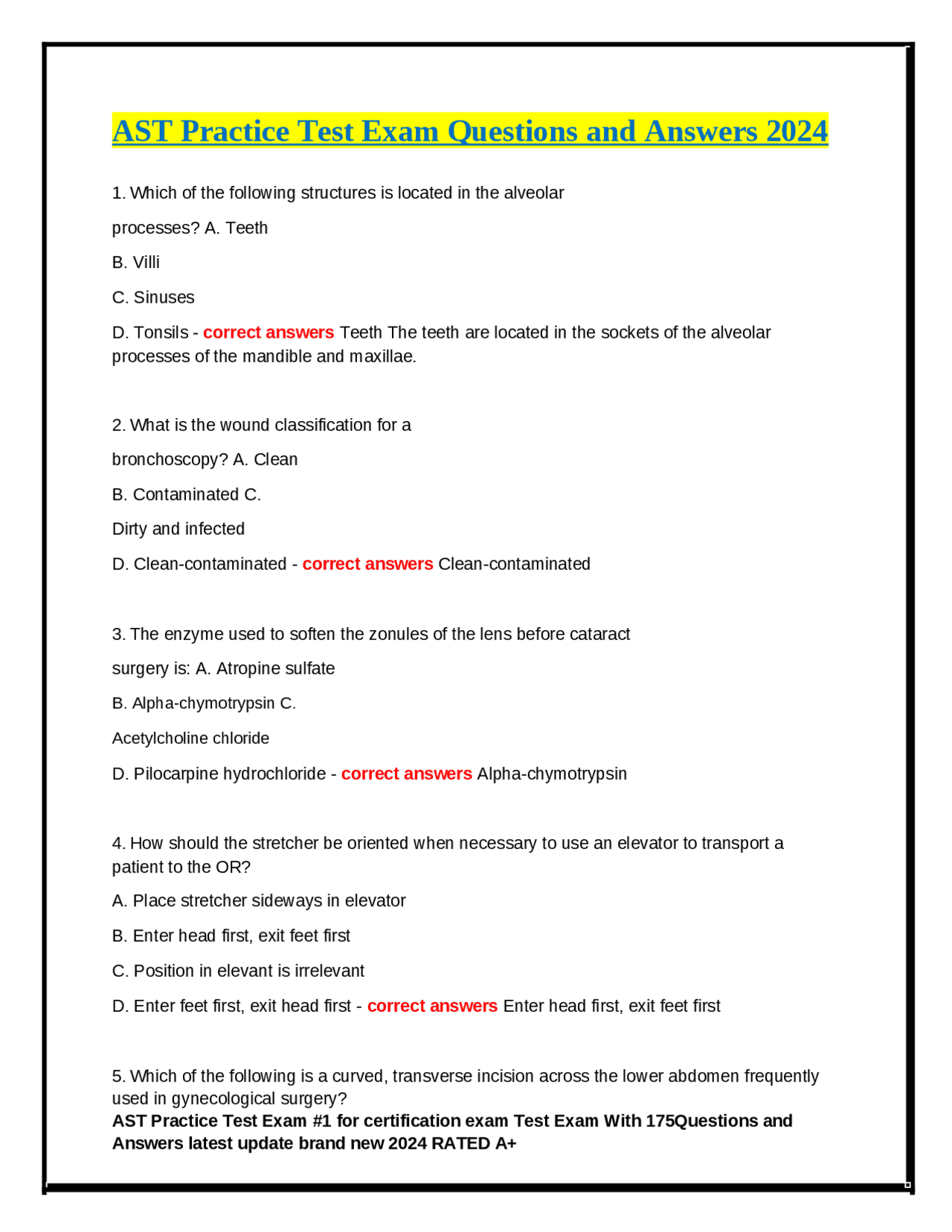 AST Certification Exam Practice: Questions & Answers 2024 | Exams ...