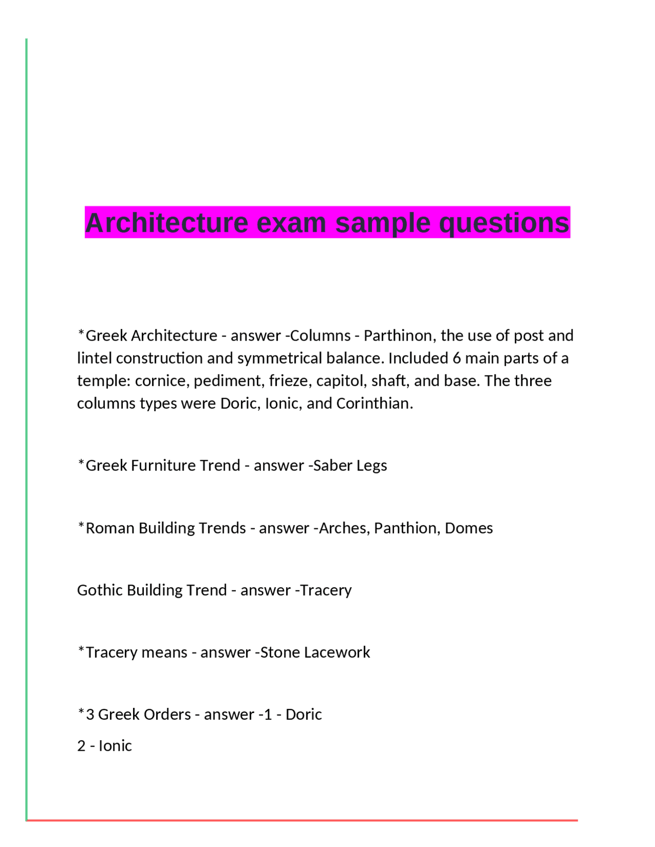 Architecture Exam Sample Questions: A Guide to Key Architectural Styles ...