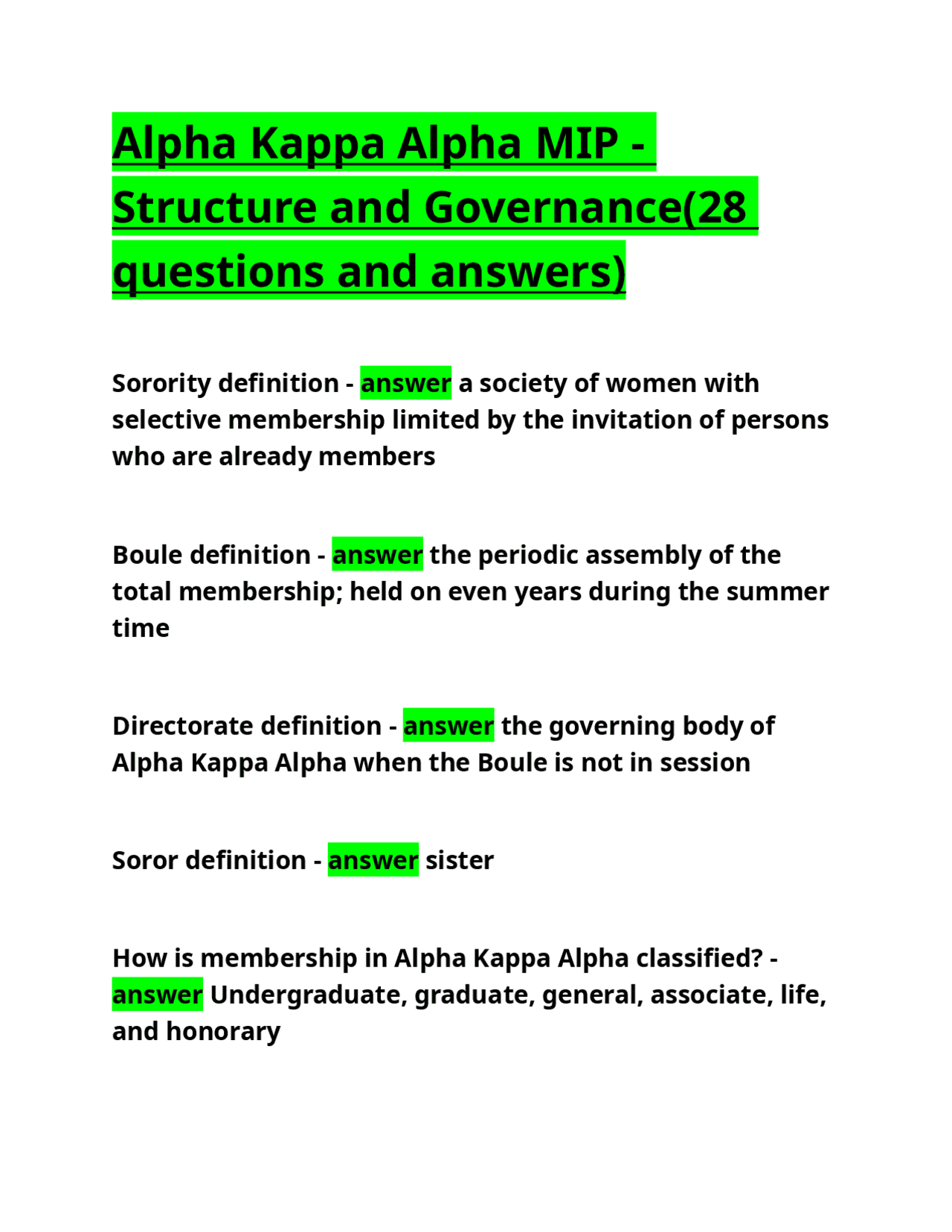 Alpha Kappa Alpha Sorority: Structure and Governance | Exams Molecular ...
