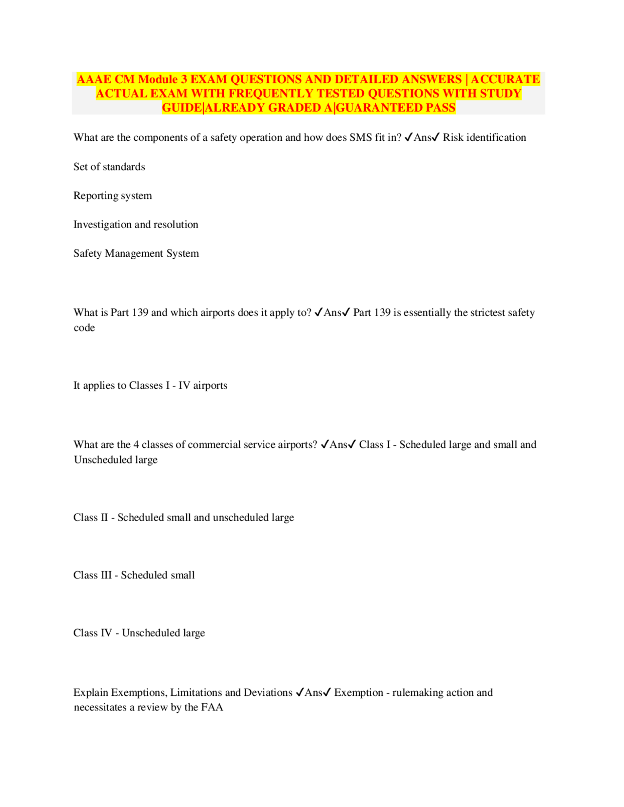 AAAE CM Module 3 EXAM QUESTIONS AND DETAILED ANSWERS ACCURATE ACTUAL ...