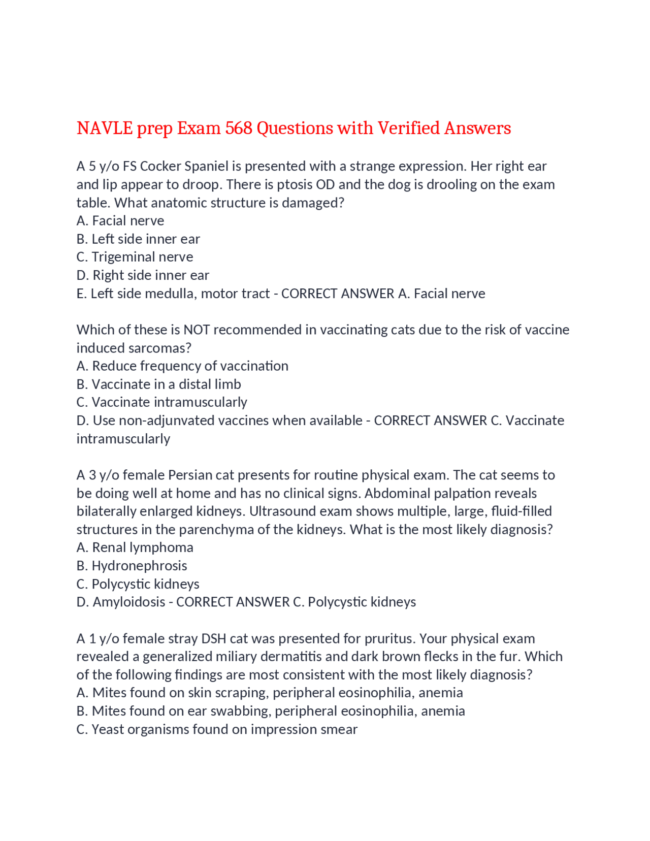 NAVLE prep Exam 568 Questions with Verified Answers,100% CORRECT ...