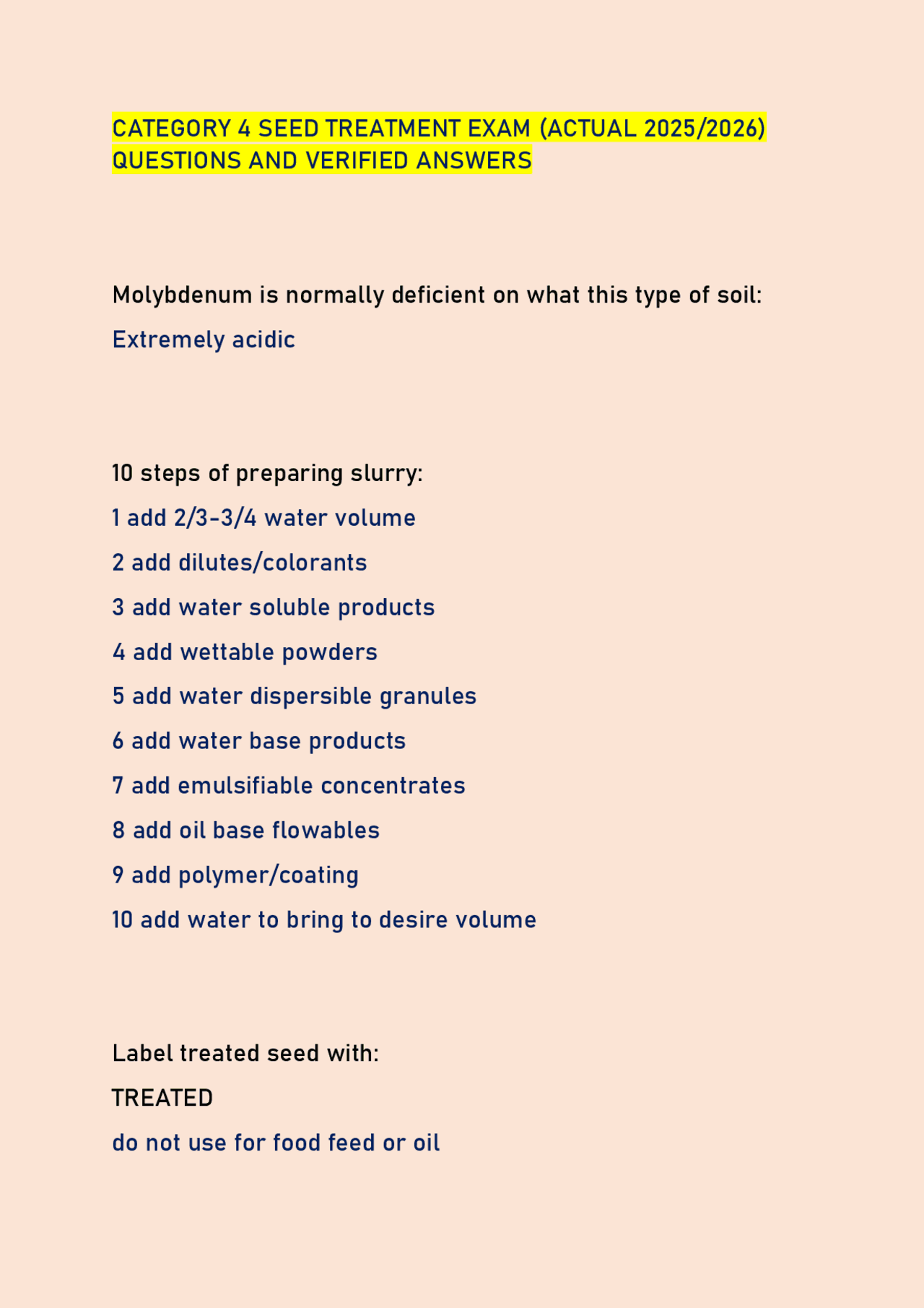 Seed Treatment Exam: Questions and Answers for Agriculture Students ...