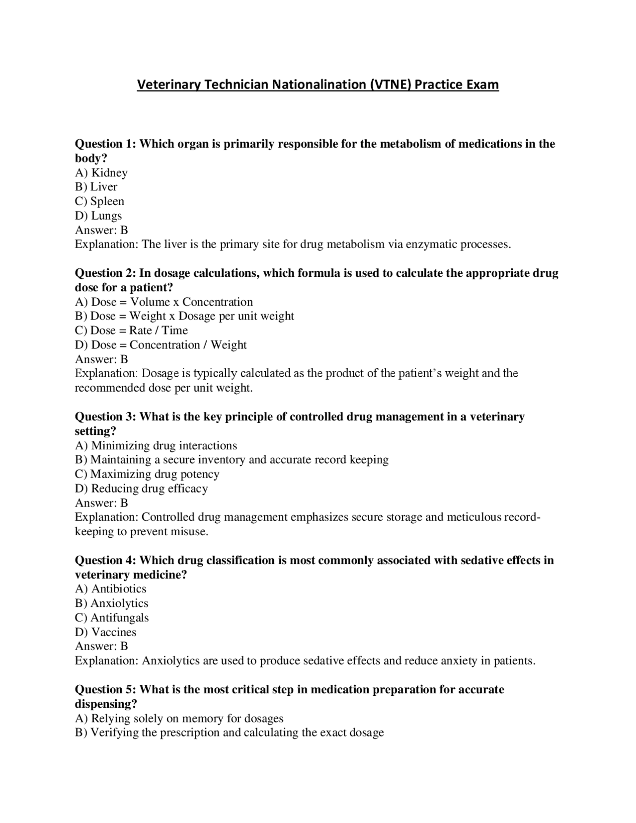 Veterinary Technician Nationalination (VTNE) Exam | Exams Technology | Docsity