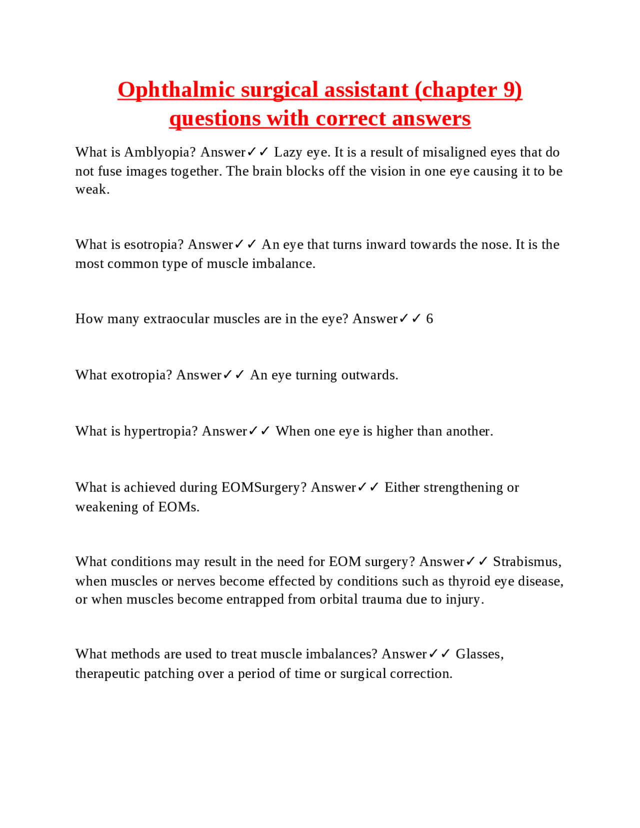 Ophthalmic Surgical Assistant: Chapter 9 Questions and Answers | Exams ...
