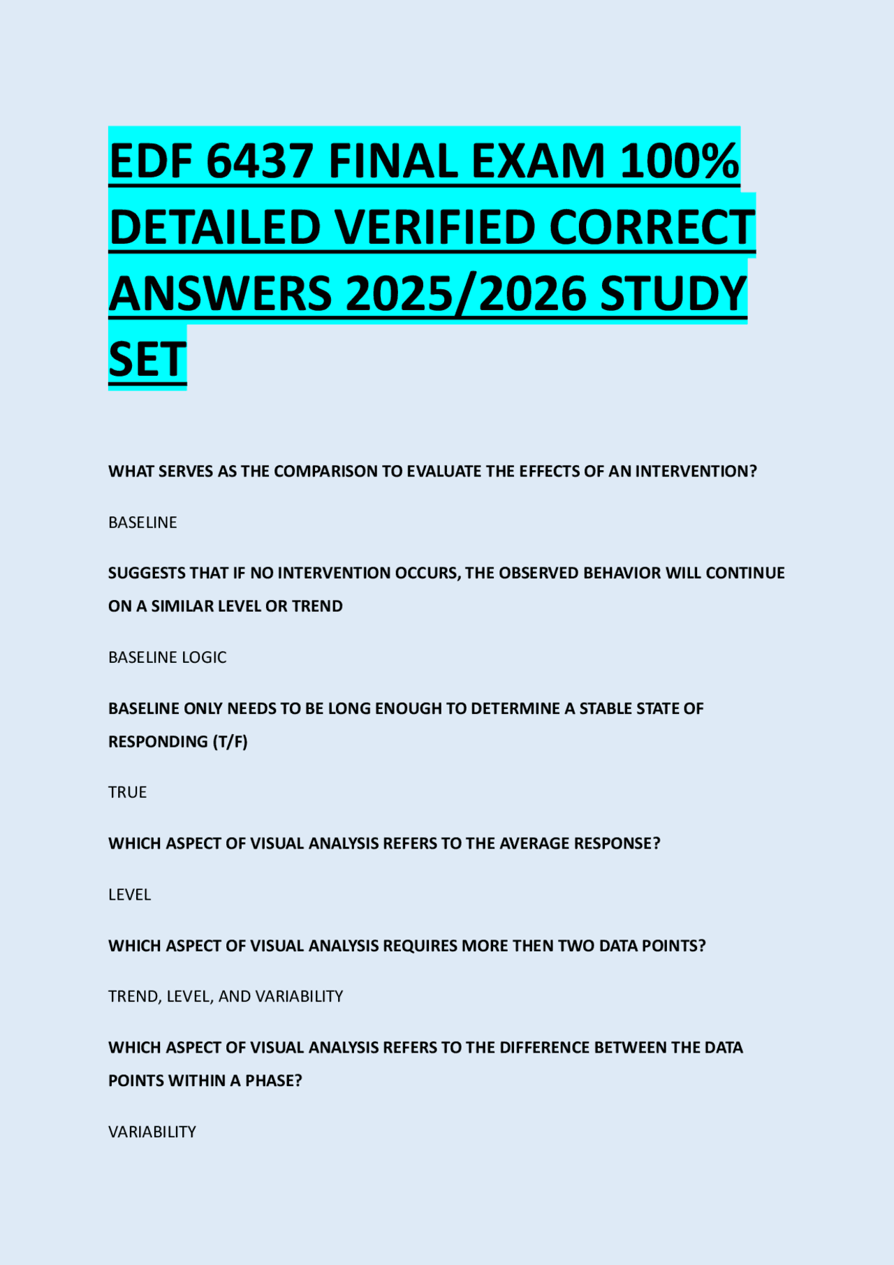 EDF 6437 FINAL EXAM 100% DETAILED VERIFIED CORRECT ANSWERS 2025/2026 ...