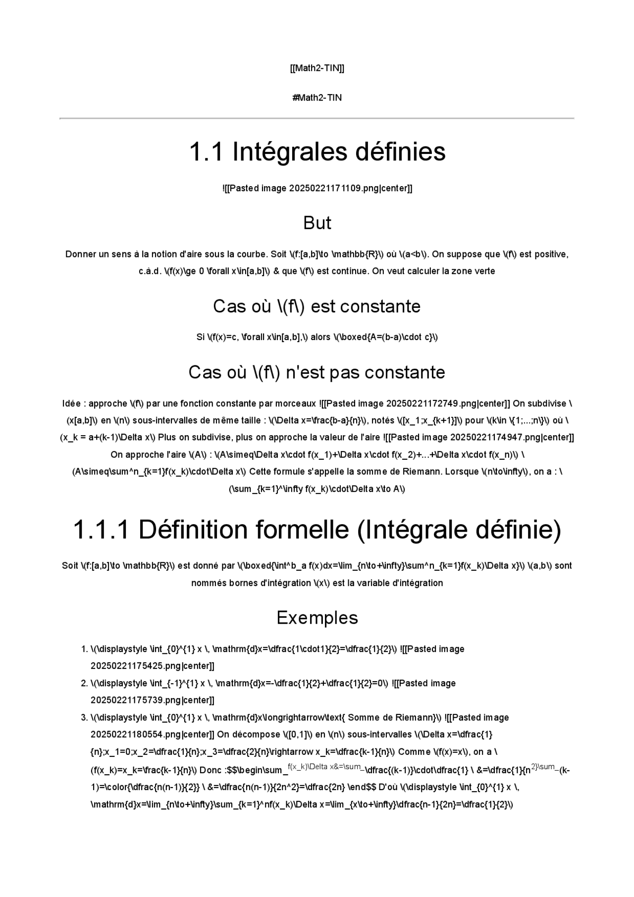 Bases du Calcul Intégral | Study notes Differential and Integral ...