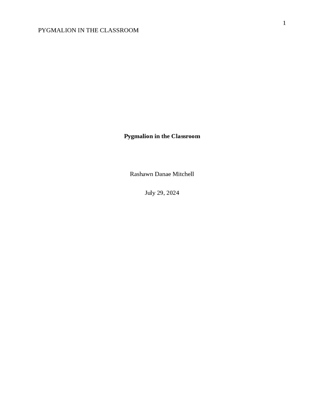 Pygmalion in the Classroom based on the audio segment and the Teachers ...