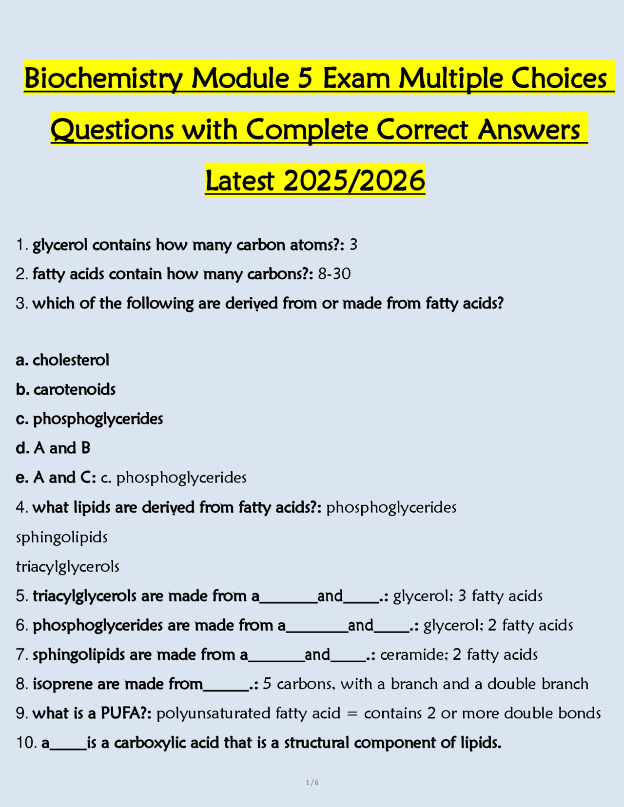 Biochem Module 5 Exam.pdf | Exams Nursing | Docsity