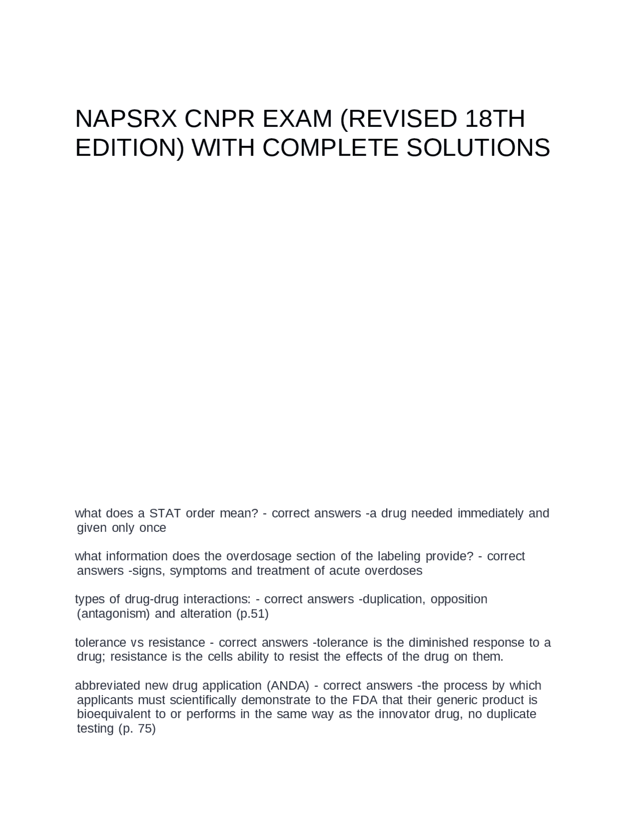NAPSRx CNPR exam (Revised 18th Edition) | Exams Advanced Education ...