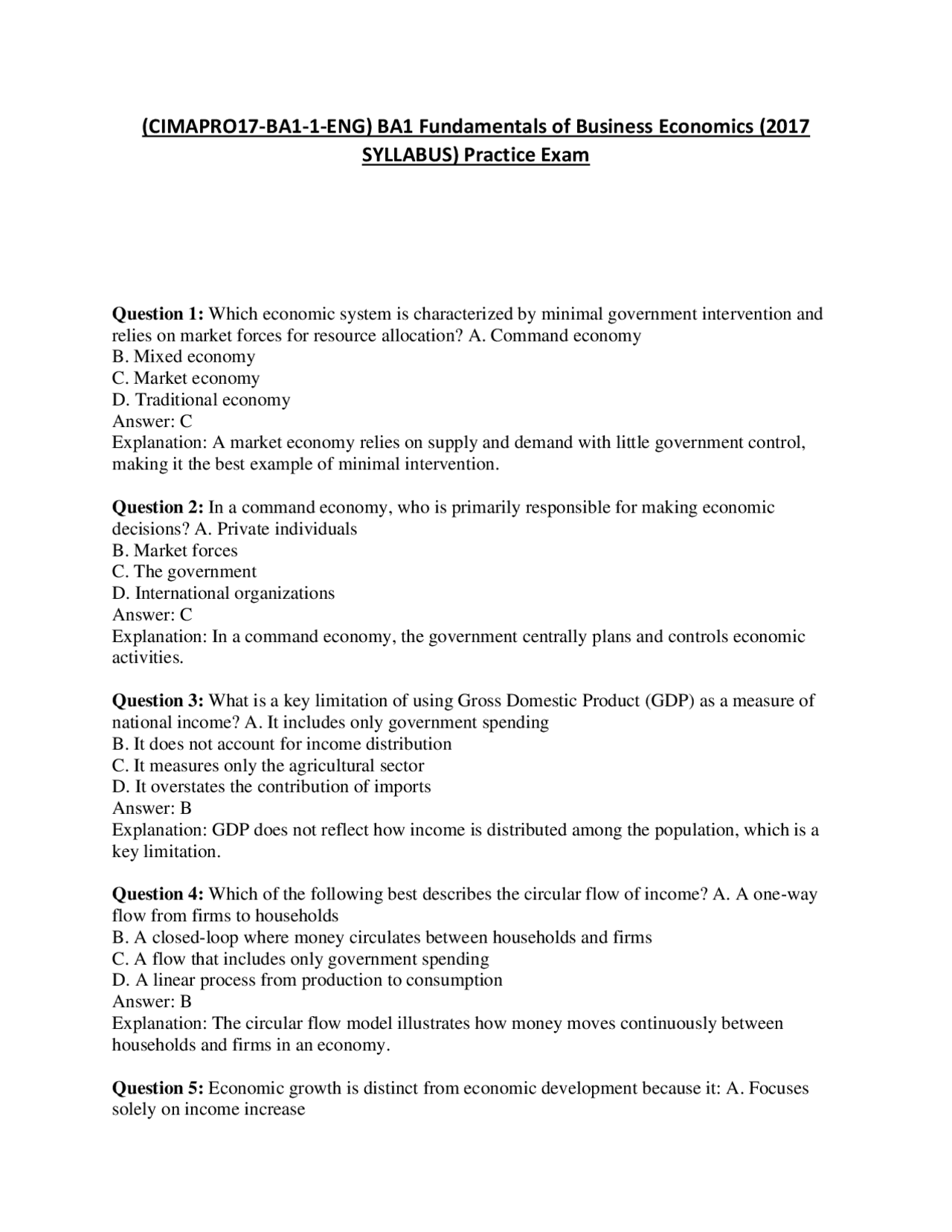 (CIMAPRO17-BA1-1-ENG) BA1 Fundamentals of Business Economics (2017 ...