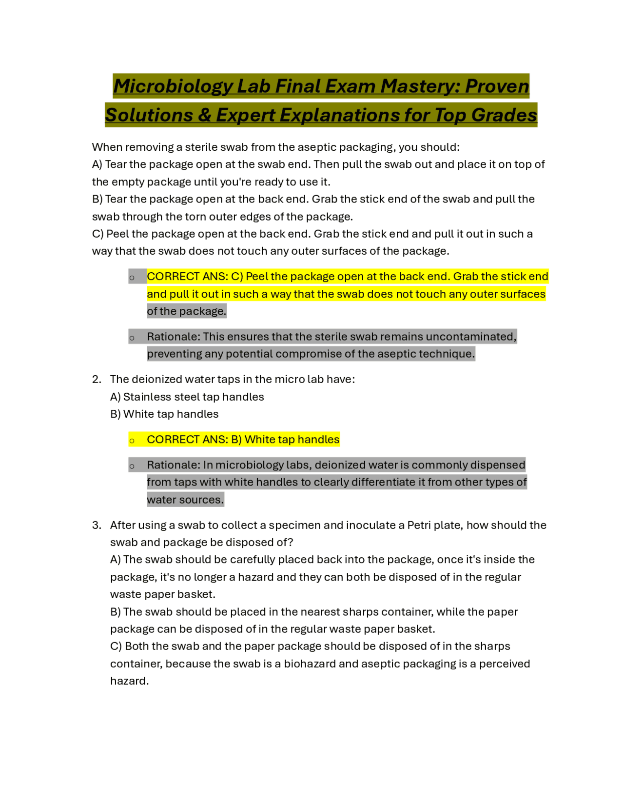 Microbiology Lab Final Exam Mastery: Proven Solutions & Expert ...