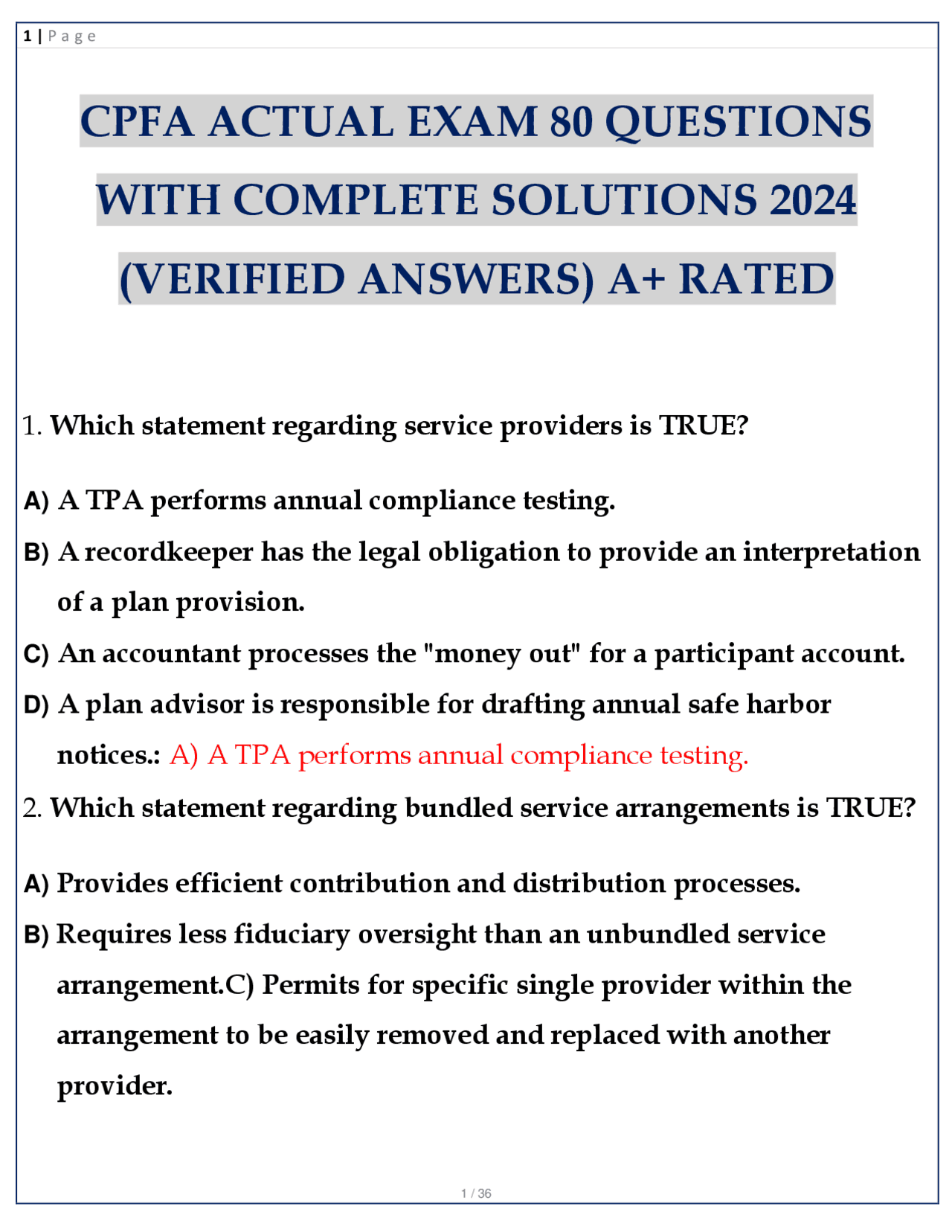 CPFA ACTUAL EXAM 80 QUESTIONS WITH COMPLETE SOLUTIONS 2024 (VERIFIED ...