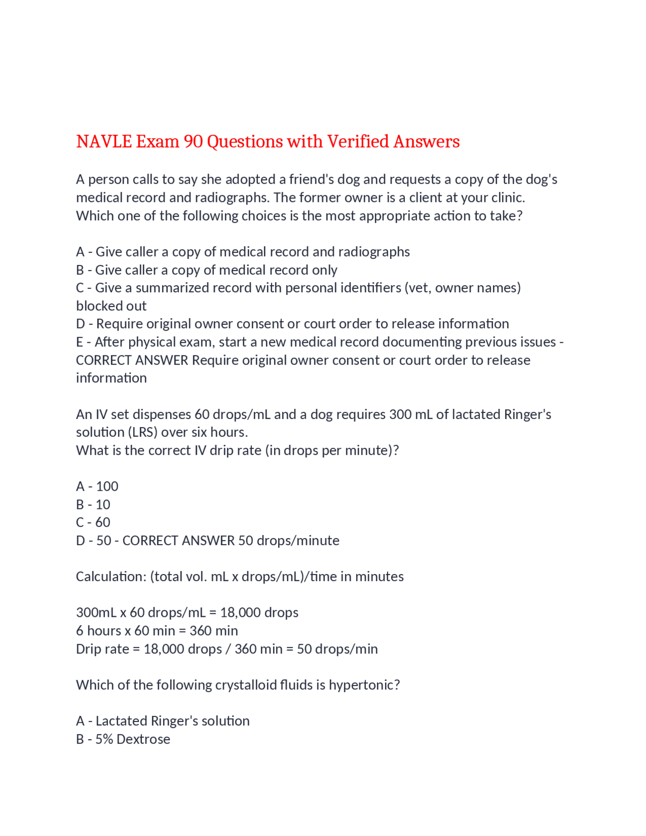 NAVLE Exam 90 Questions with Verified Answers,100% CORRECT | Exams ...