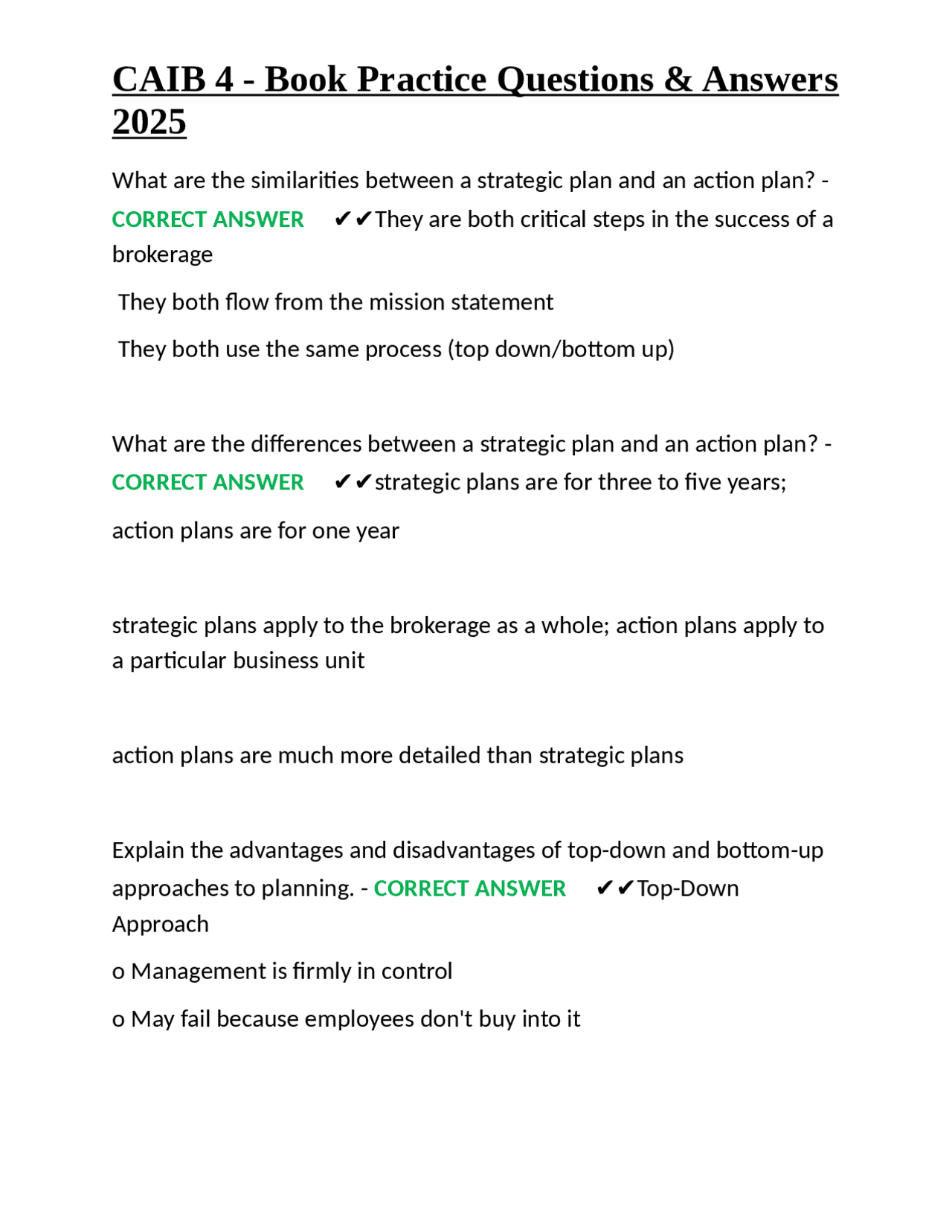 CAIB 4 - Book Practice Questions & Answers 2025 | Exams Nursing | Docsity