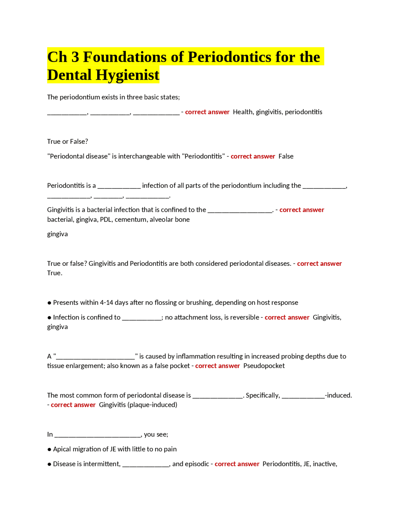Ch 3 Foundations of Periodontics for the Dental Hygienist | Exams ...