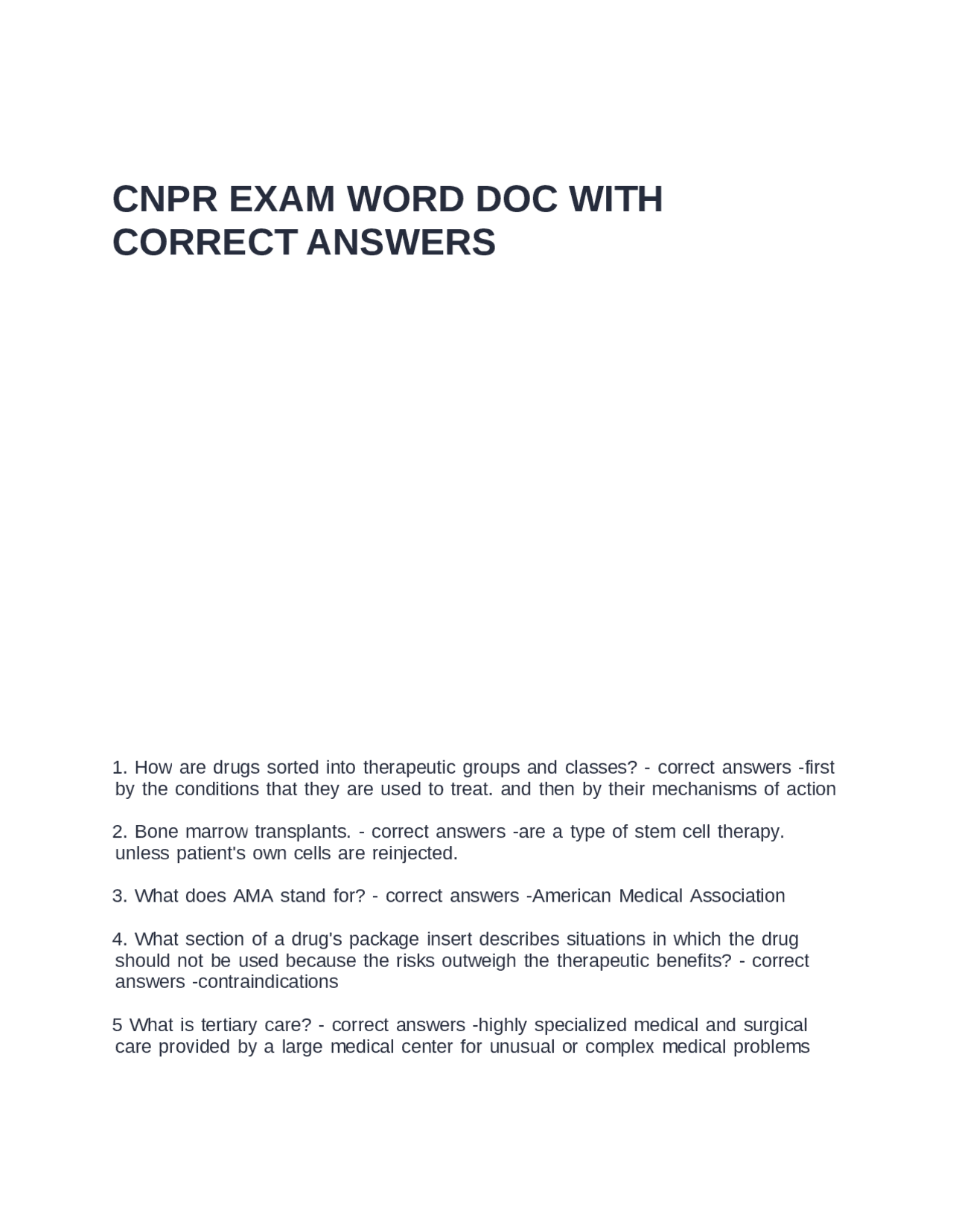CNPR EXAM WORD DOC WITH CORRECT ANSWERS | Exams Advanced Education ...