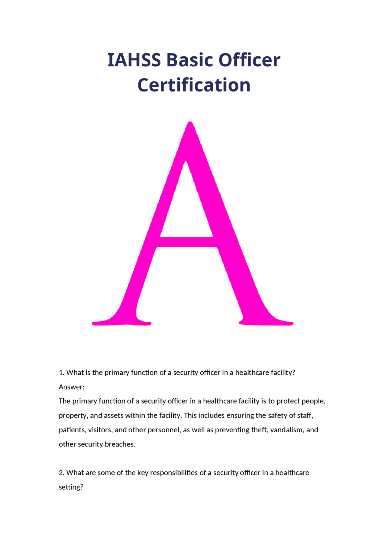 IAHSS Basic Officer Certification: A Comprehensive Guide to Healthcare ...