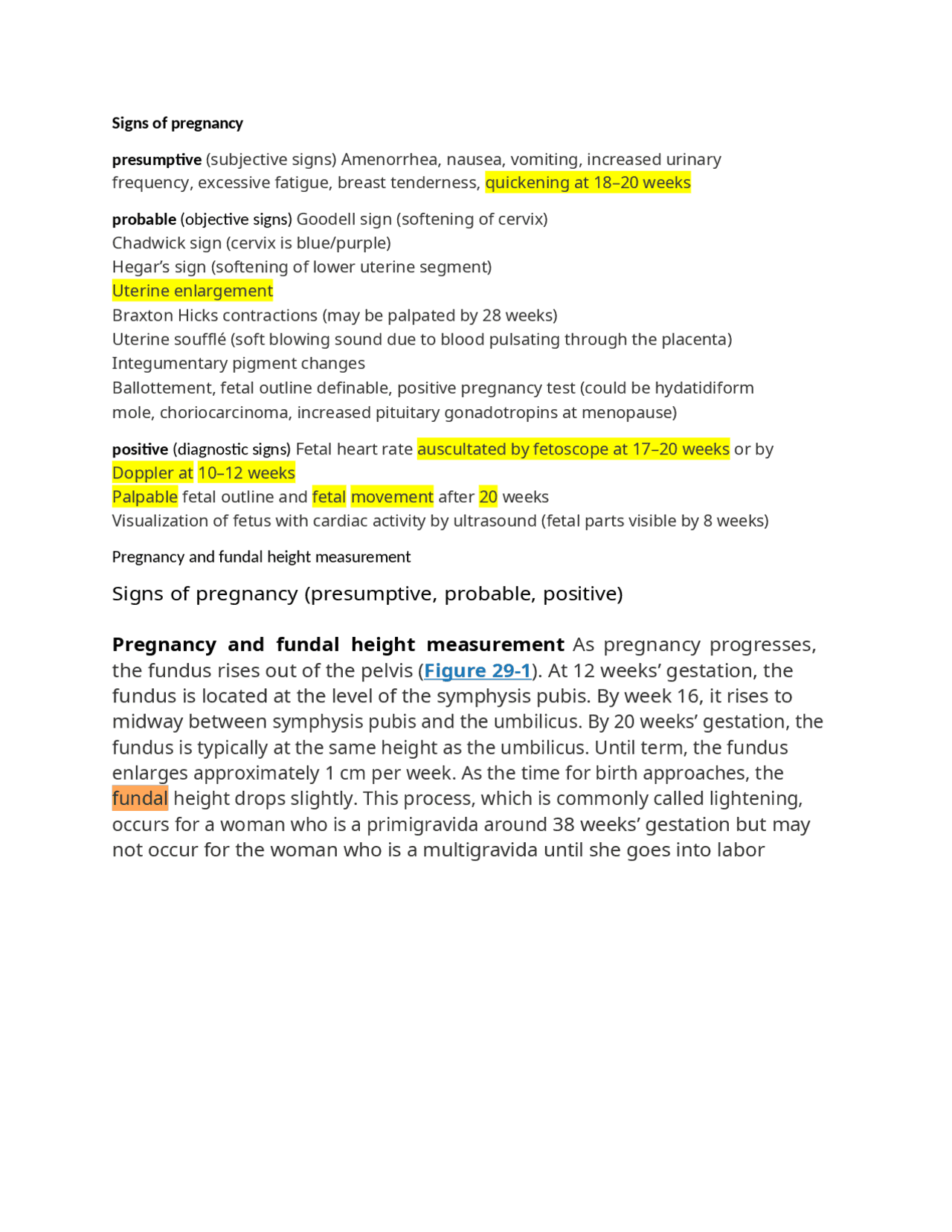 Signs of Pregnancy, Fundal Height Measurement, and Hematological ...