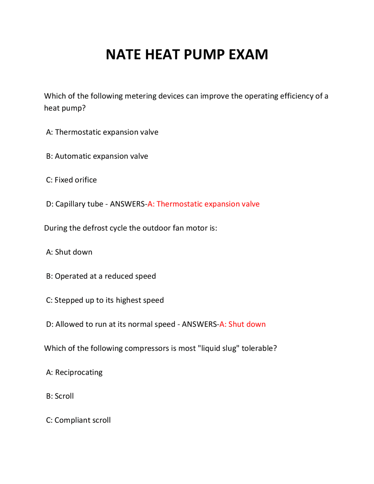 NATE HEAT PUMP EXAM QUESTIONS AND ANSWERS 2025 | Exams Engineering ...