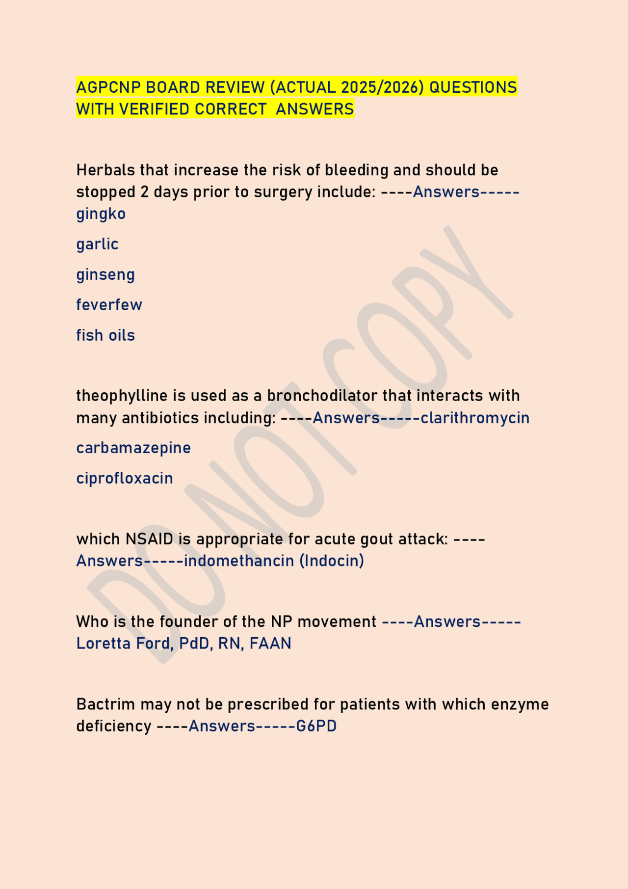 AGPCNP BOARD REVIEW (ACTUAL 2025/2026) QUESTIONS WITH VERIFIED CORRECT ...