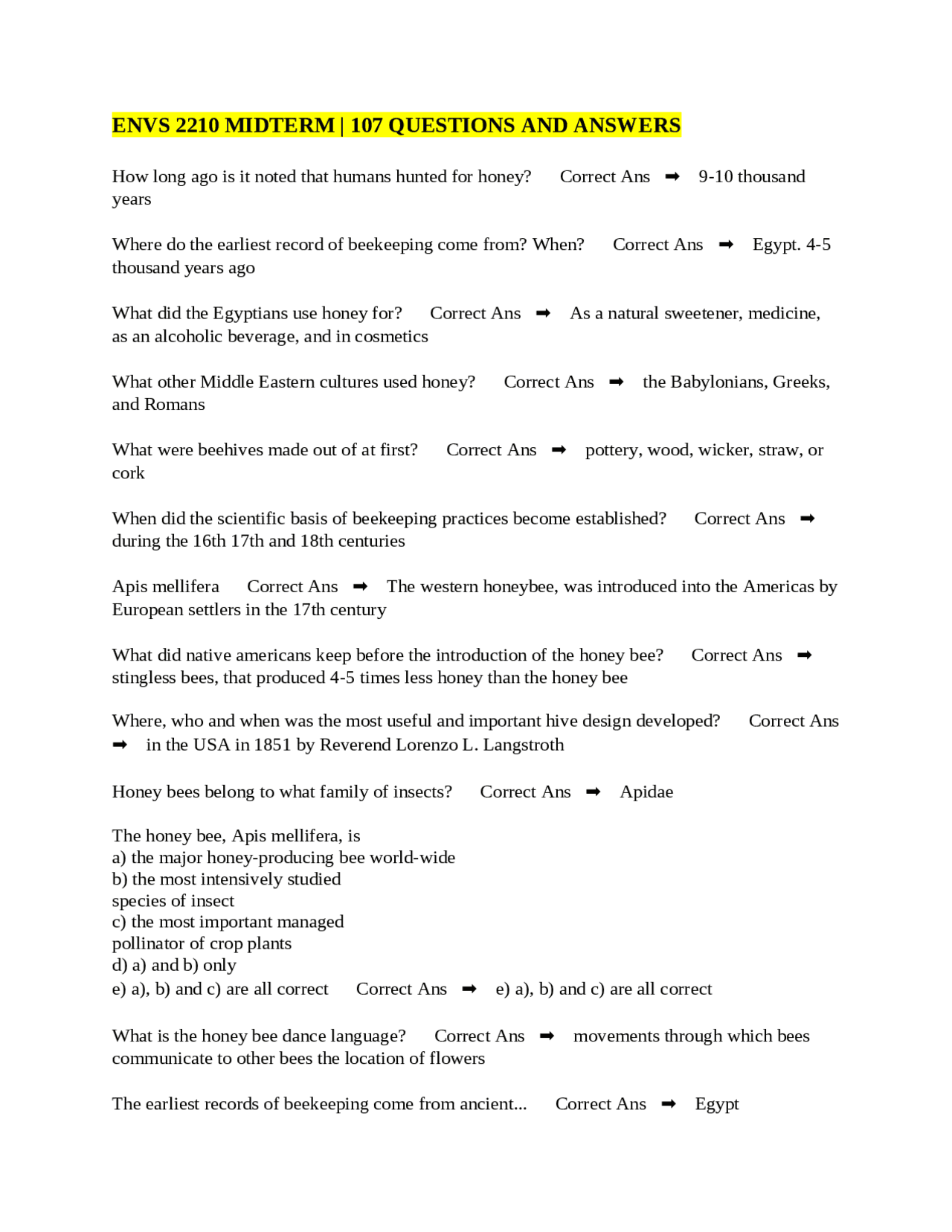 Honey Bee Biology and Beekeeping: 107 Questions and Answers | Exams ...