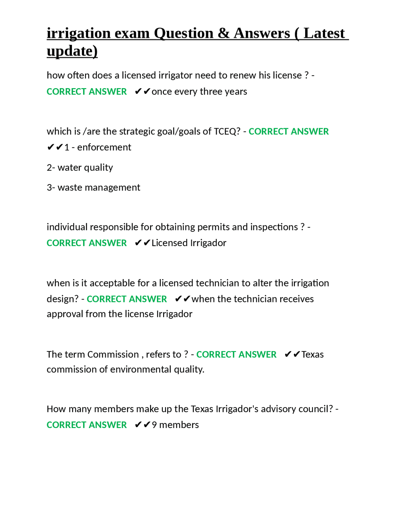 Irrigation Exam Questions and Answers: A Comprehensive Guide for ...