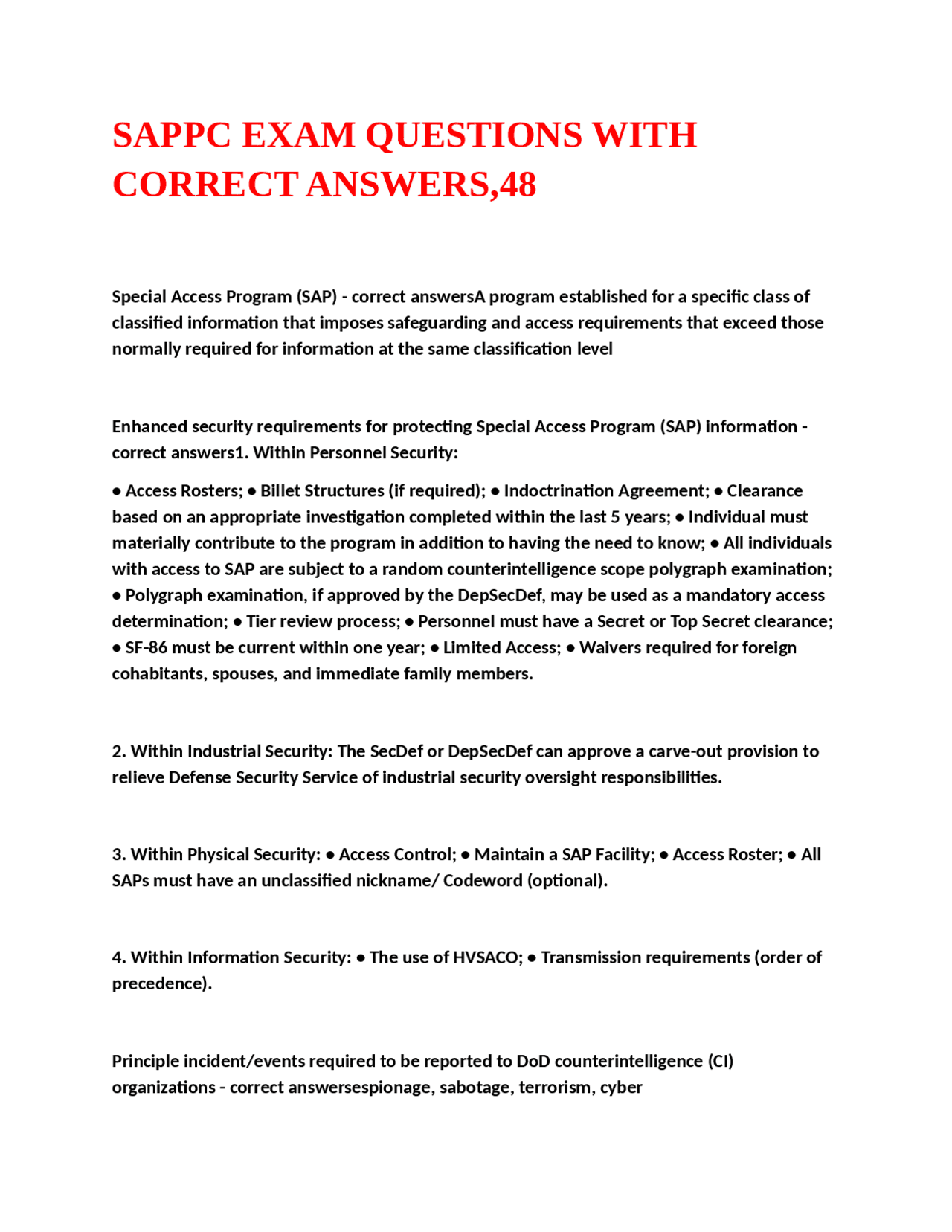 Special Access Programs (SAP) Exam Questions and Answers | Exams ...