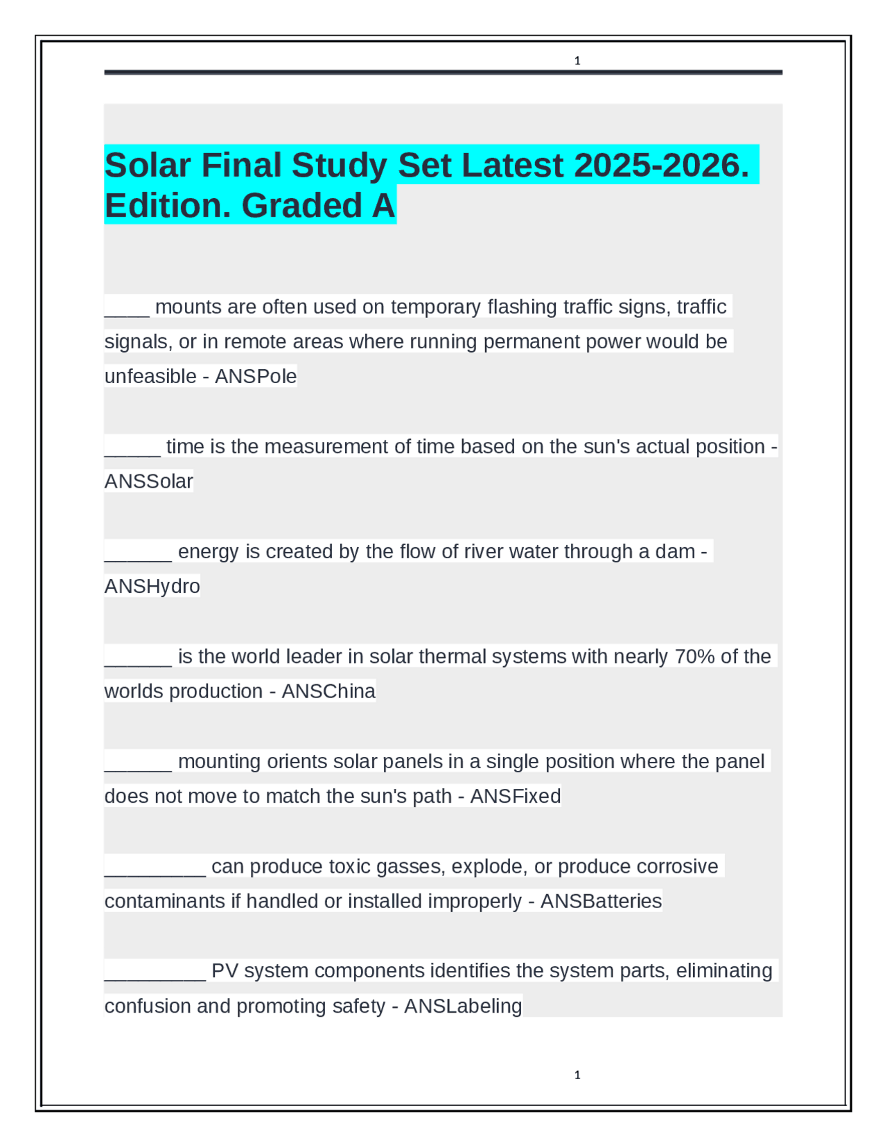Solar Energy: A Comprehensive Study Guide with Questions and Answers ...