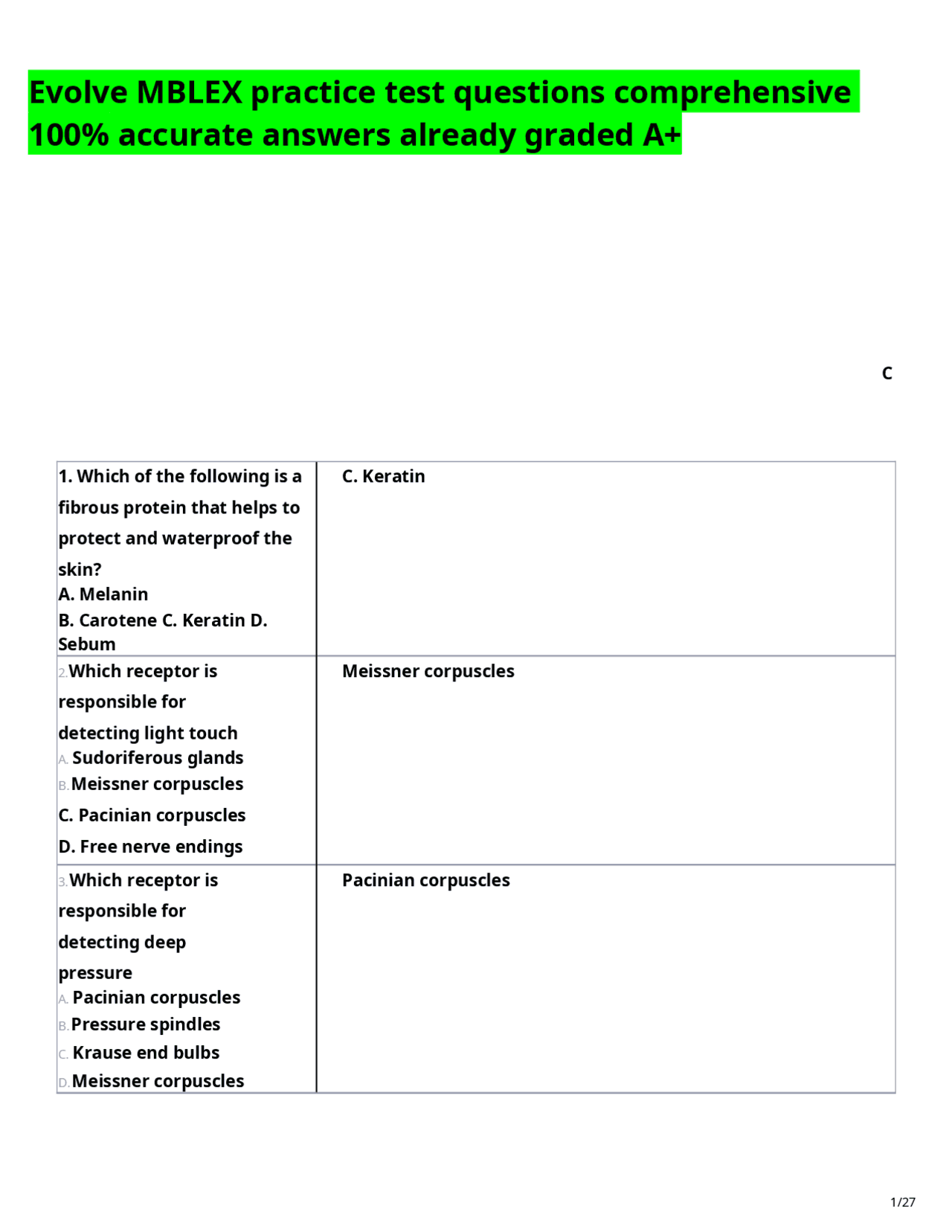 Evolve MBLEX practice test questions comprehensive 100% accurate ...