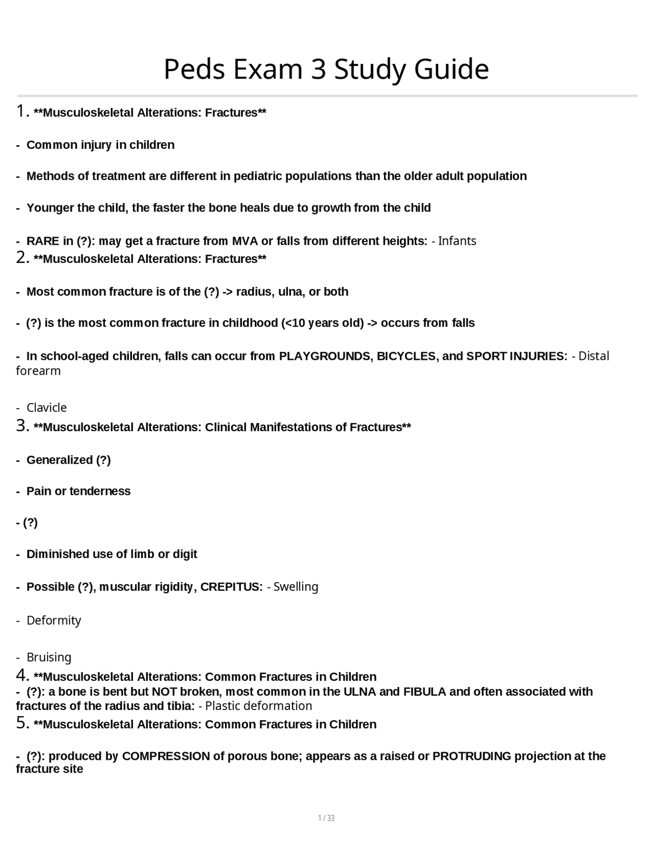 Peds Exam 3 Study Guide | Study Guides, Projects, Research Pediatrics ...
