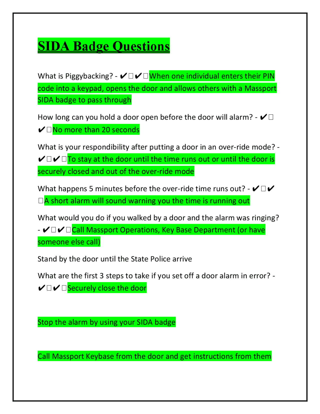 SIDA Badge Questions and Answers: A Guide to Security Procedures at ...