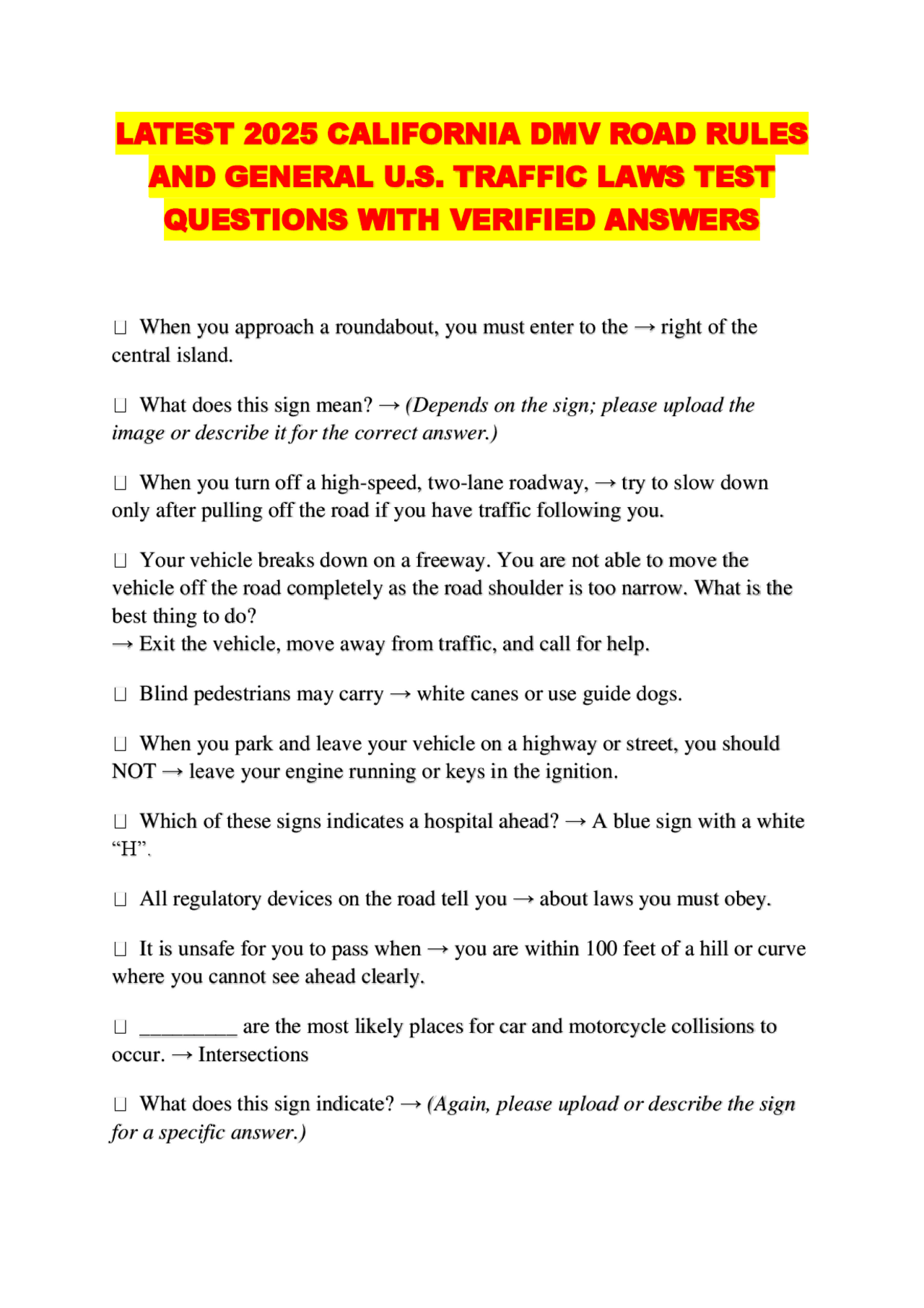LATEST 2025 CALIFORNIA DMV ROAD RULES AND GENERAL U.S. TRAFFIC LAWS ...