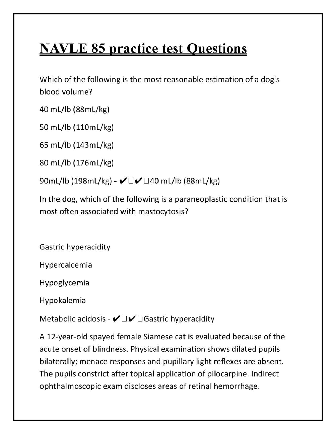 NAVLE 85 practice test Questions With 100% Correct Guaranteed Solutions ...