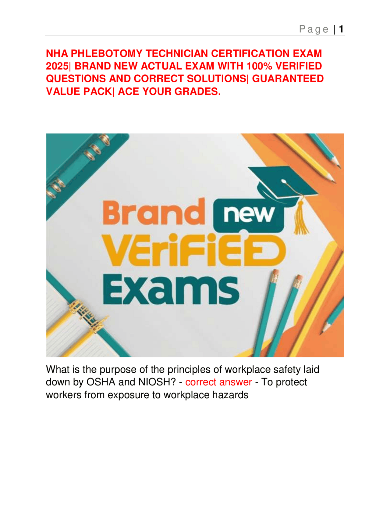 NHA PHLEBOTOMY TECHNICIAN CERTIFICATION EXAM 2025| BRAND NEW ACTUAL ...