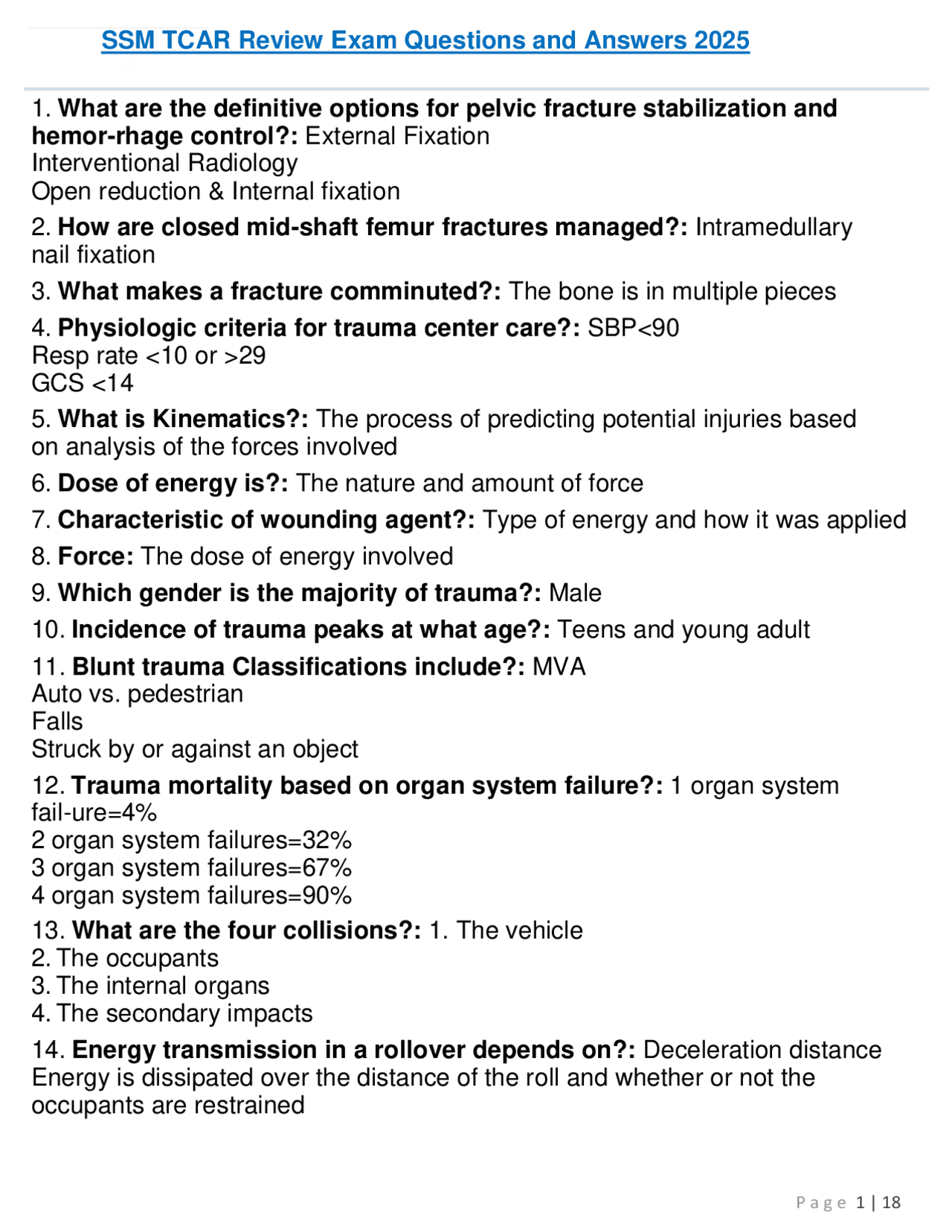 SSM TCAR Review Exam Questions and Answers 2025: A Comprehensive Guide ...