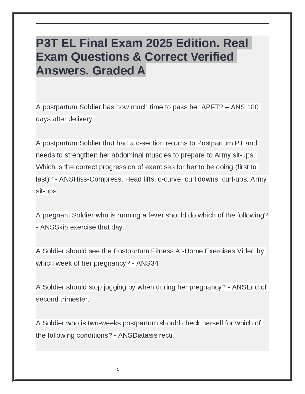 P3T EL Final Exam 2025 Edition. Real Exam Questions & Correct Verified ...