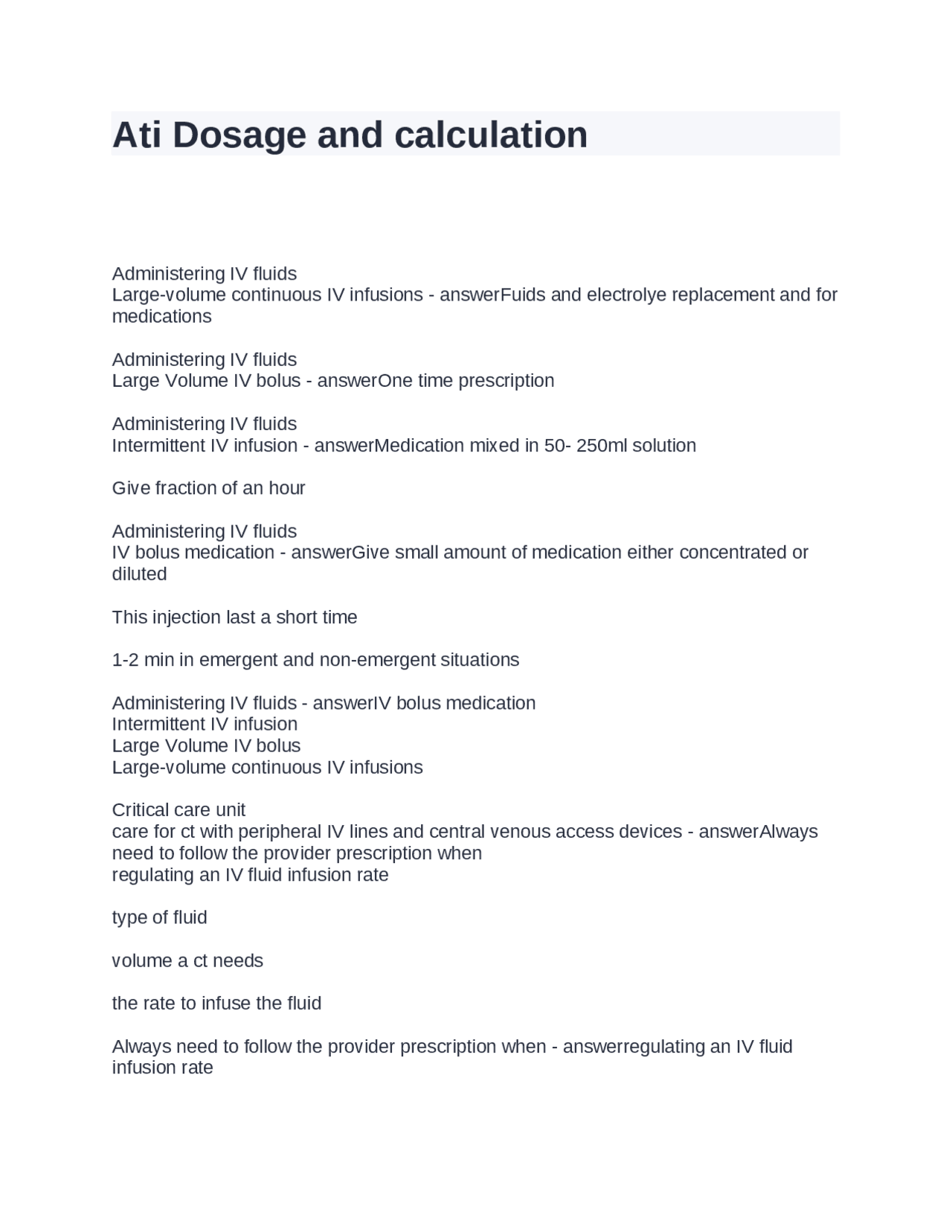 Dosage and Calculation for IV Fluids: A Guide for Nurses | Exams ...