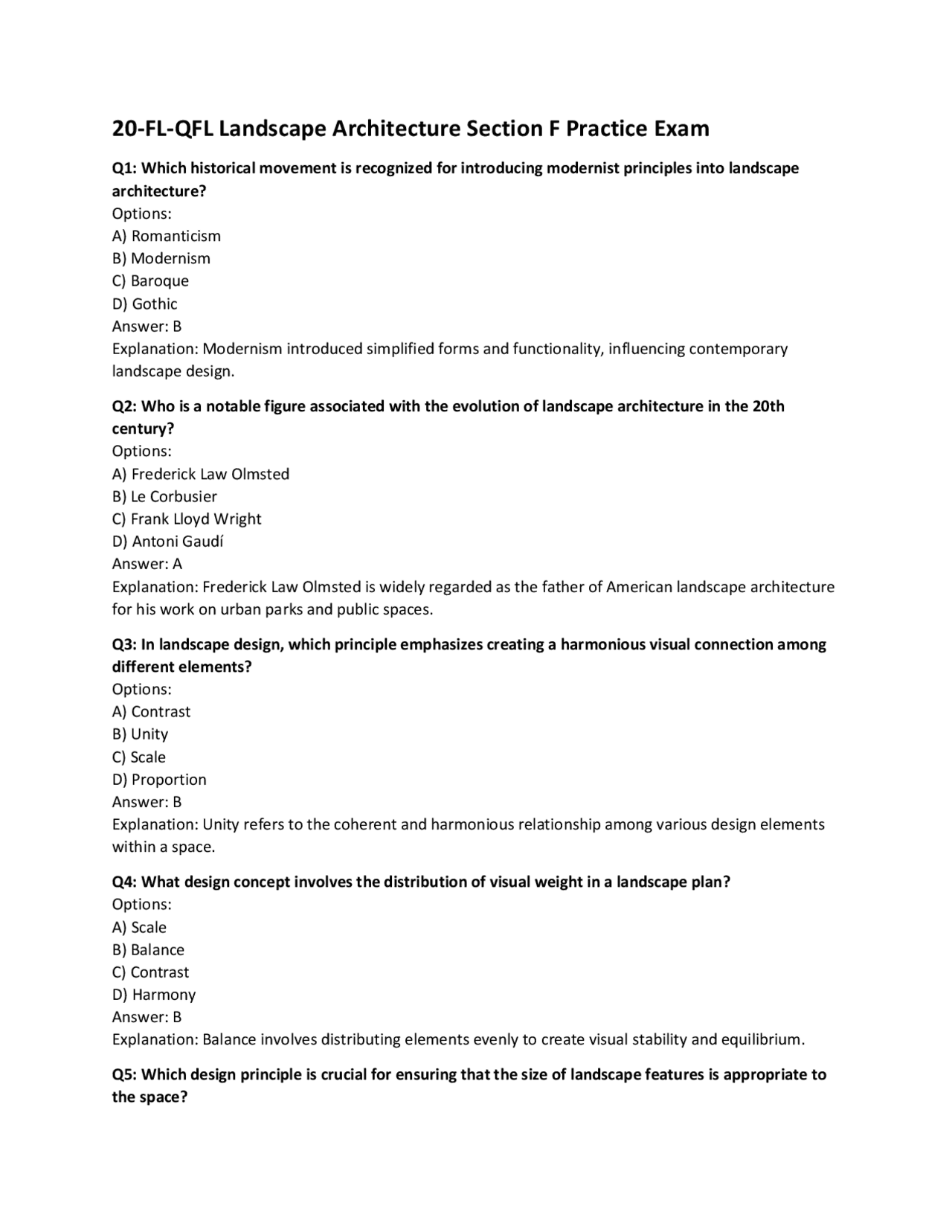 20-FL-QFL Landscape Architecture Section F Exam | Exams Technology ...