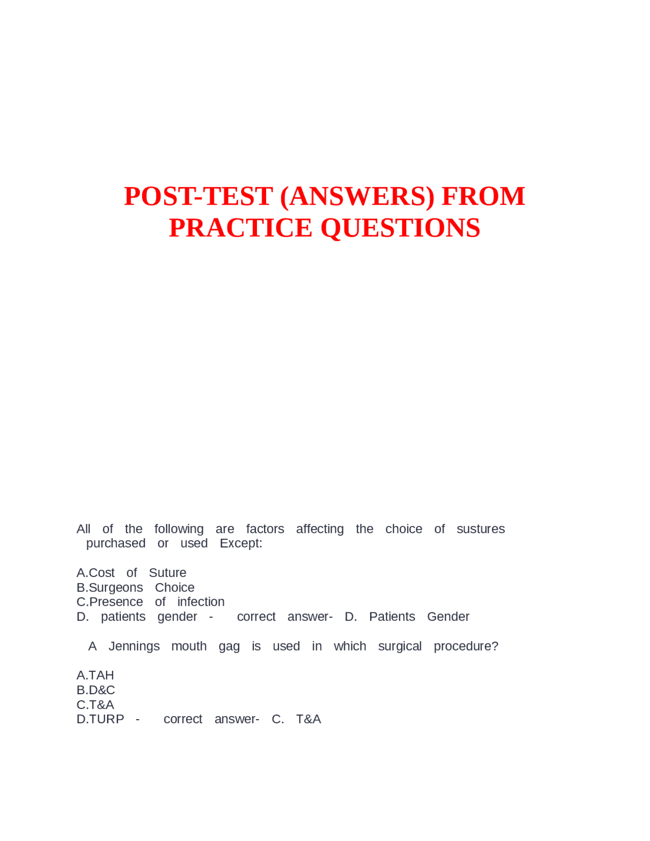POST-TEST (ANSWERS) FROM PRACTICE QUESTIONS | Exams Advanced Education ...