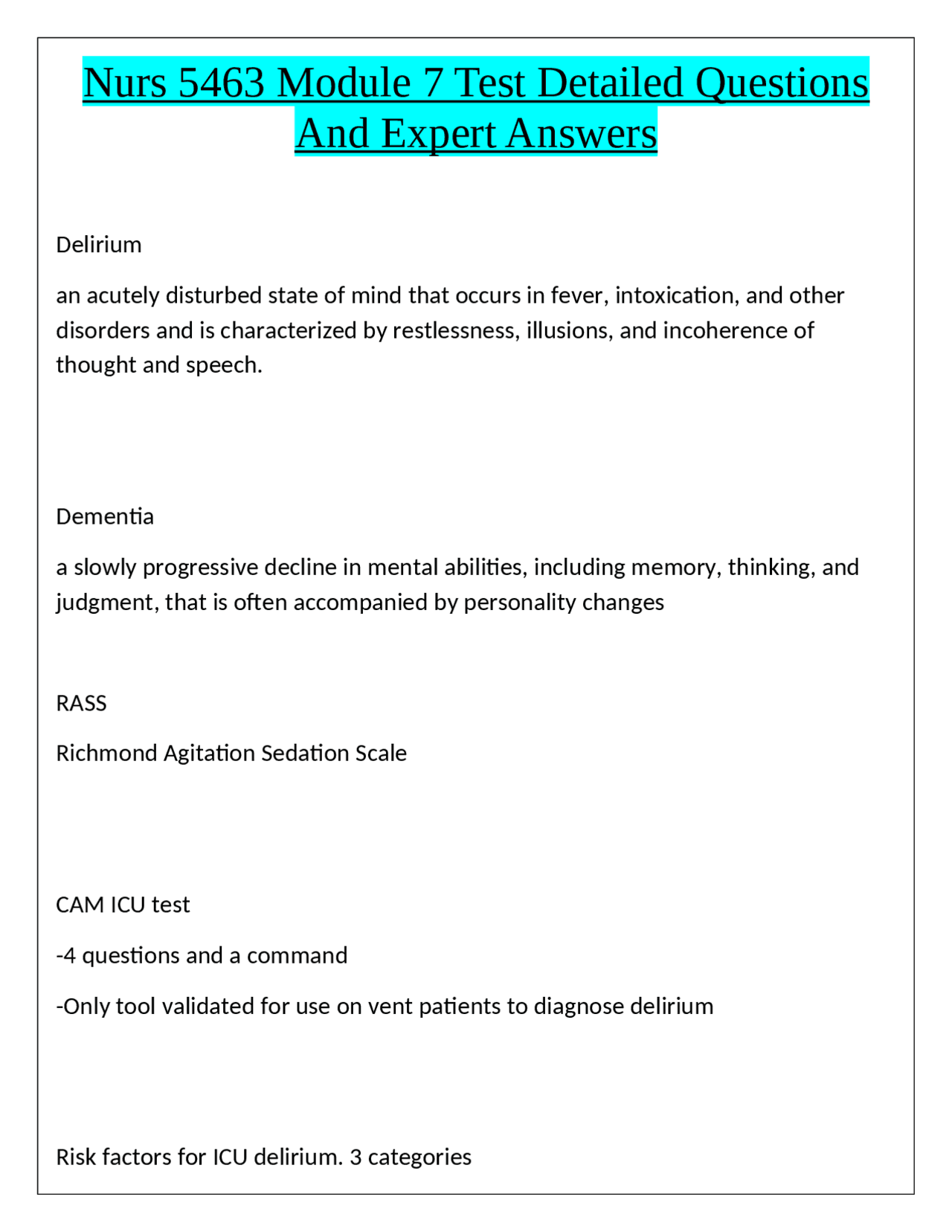 Nurs 5463 Module 7 Test Detailed Questions And Expert Answers | Exams ...